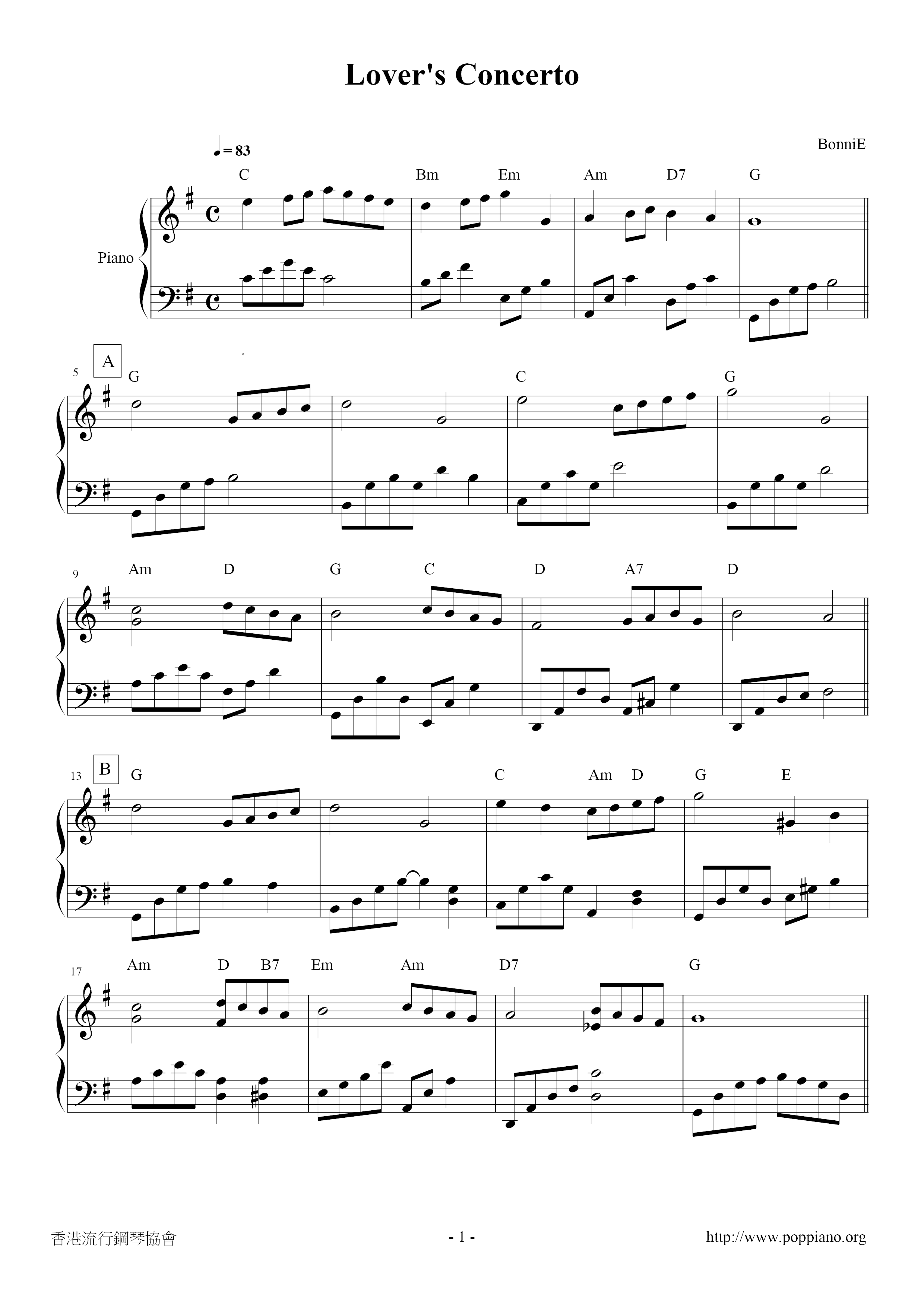 Kelly Chen-Lover's Concerto Sheet Music pdf, - Free Score Download ★