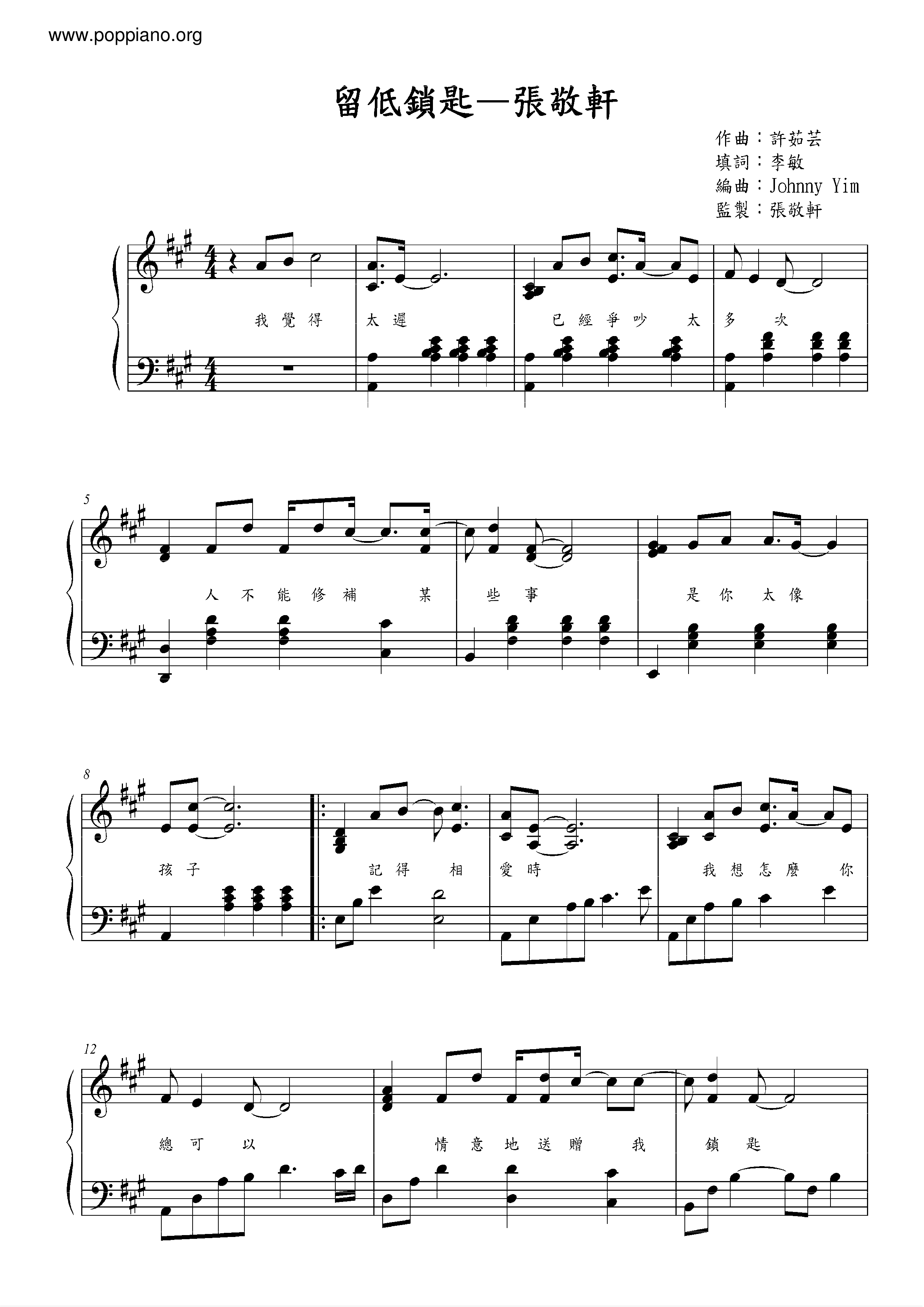 Hins Cheung-Keep Low Key Sheet Music pdf, - Free Score Download ★
