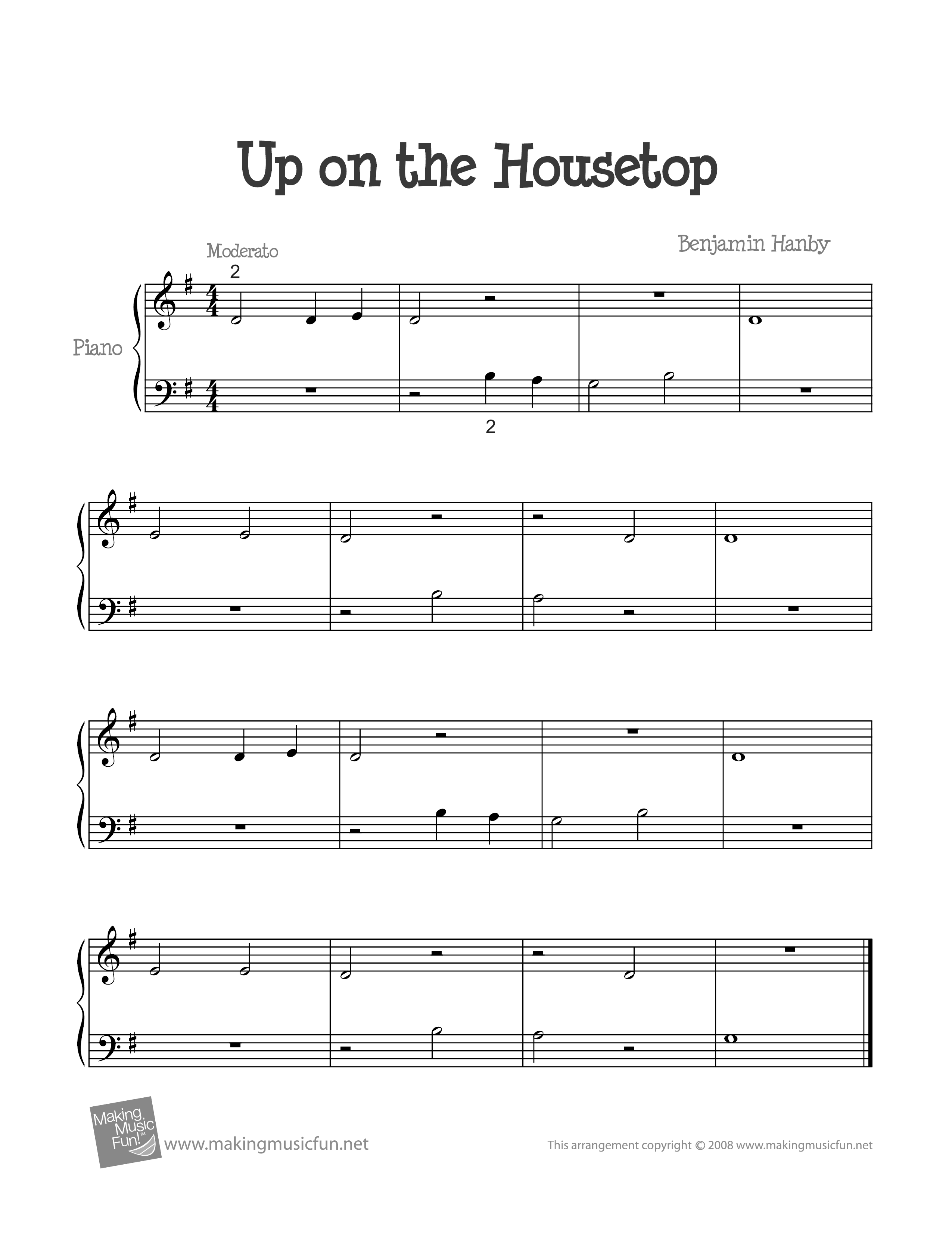Christmas-Up on the Housetop Sheet Music pdf, - Free Score Download ★