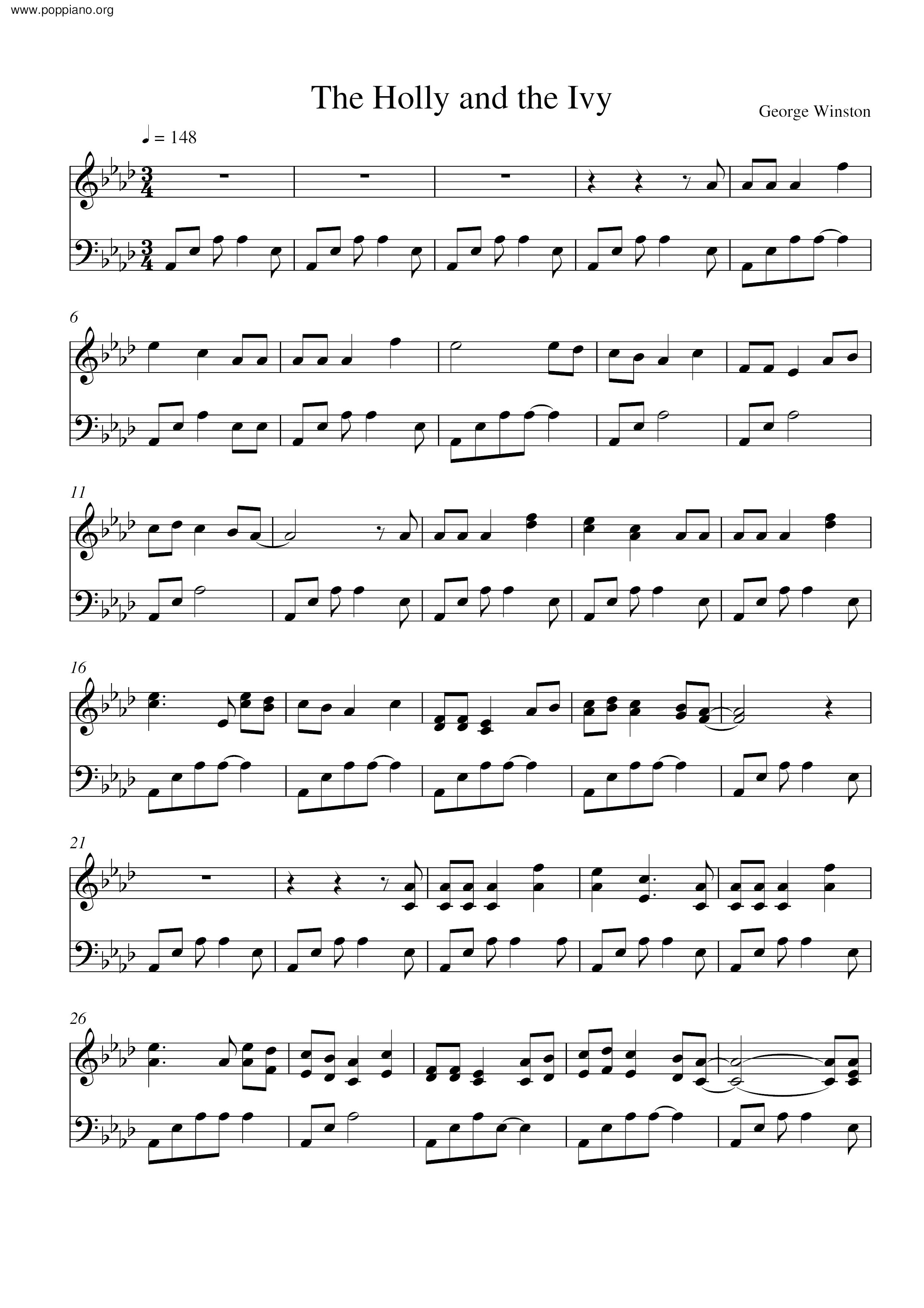 George Winston-The Holly And The Ivy Sheet Music pdf, - Free Score ...