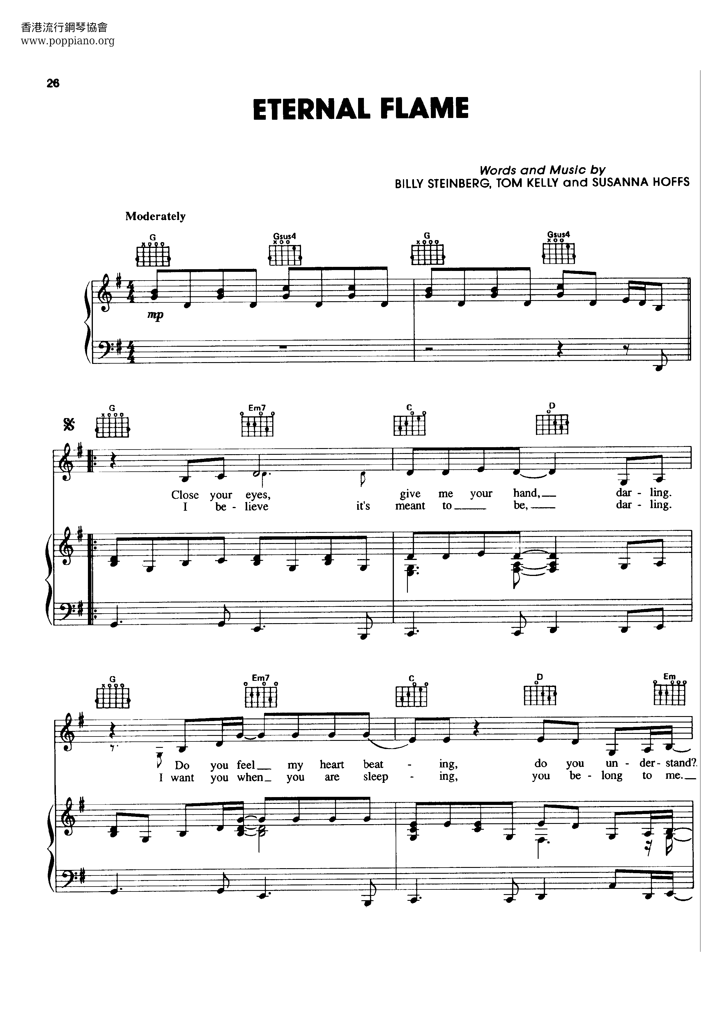 The Bangles-Eternal Flame Sheet Music pdf, - Free Score Download ★