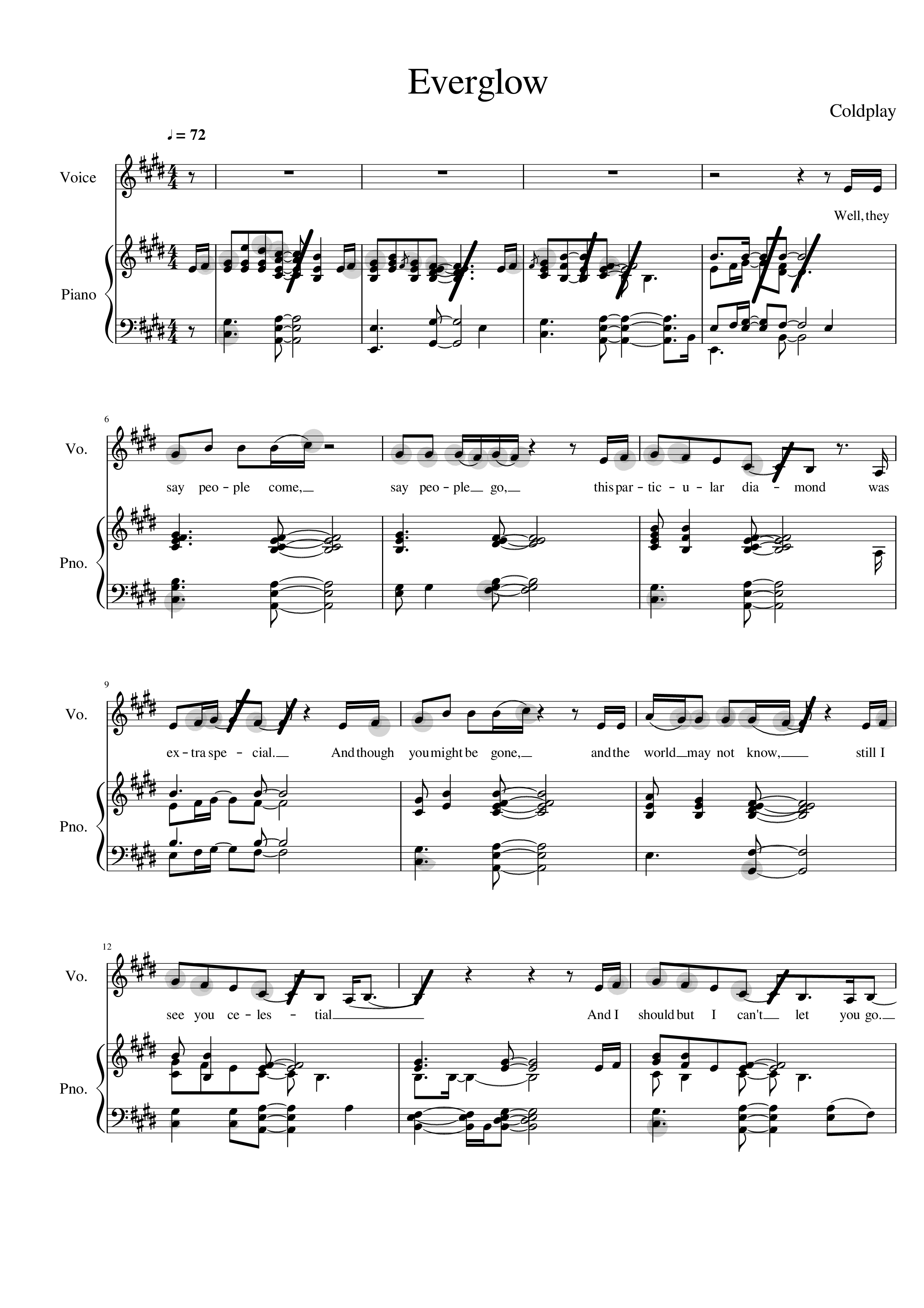Coldplay-Everglow Sheet Music pdf, - Free Score Download ★