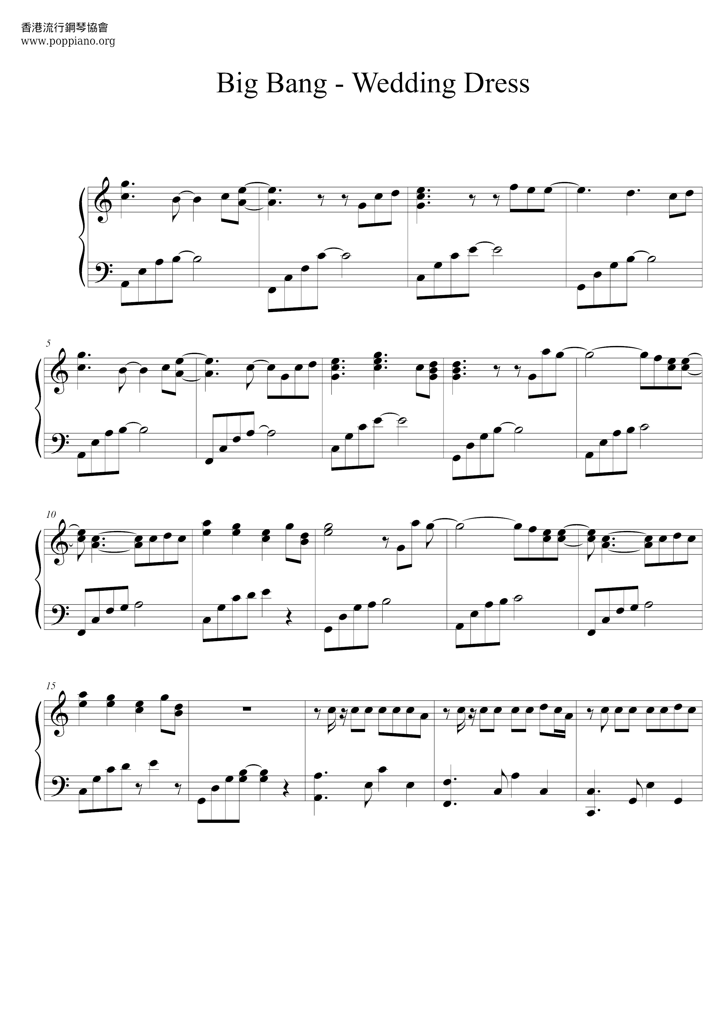 Big Bang-Wedding Dress Sheet Music pdf, - Free Score Download ★