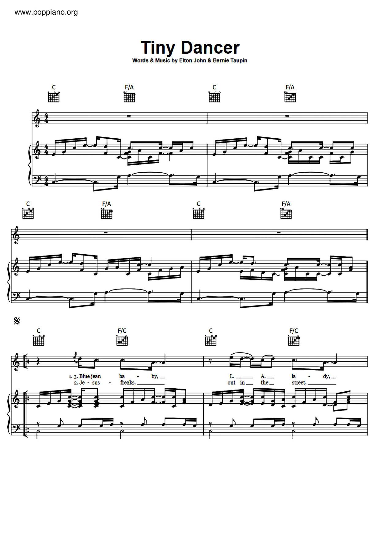 Elton John-Tiny Dancer Sheet Music pdf, - Free Score Download ★