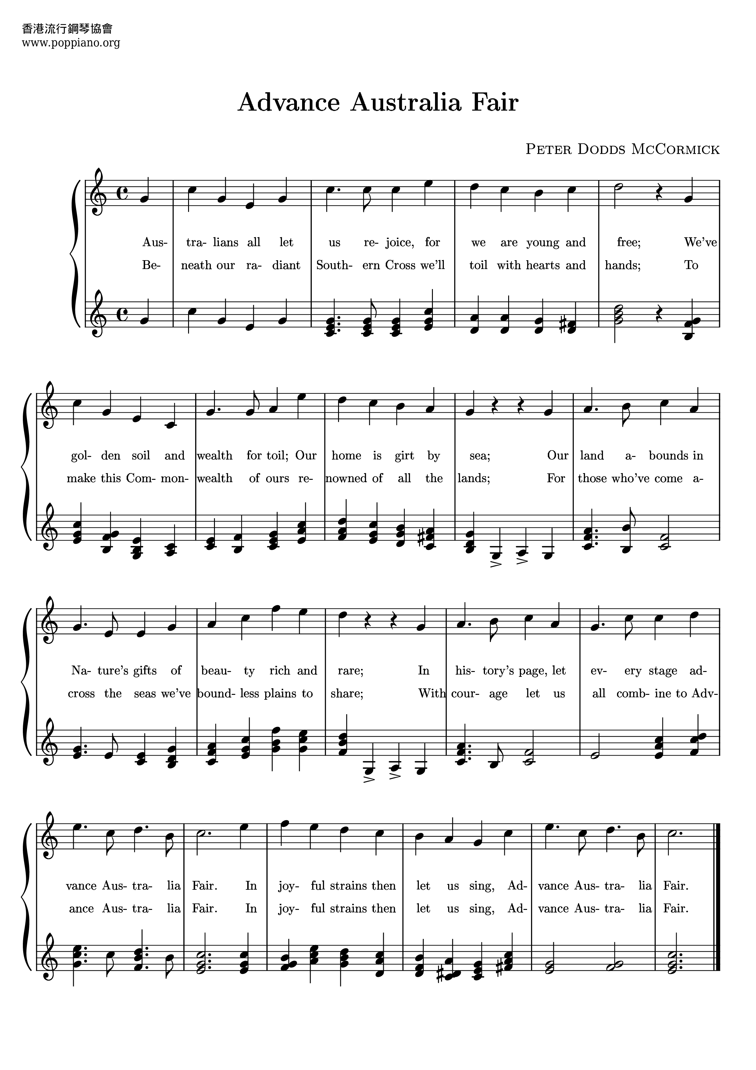 National Anthem-Advance Australian Fair Sheet Music pdf, - Free Score ...