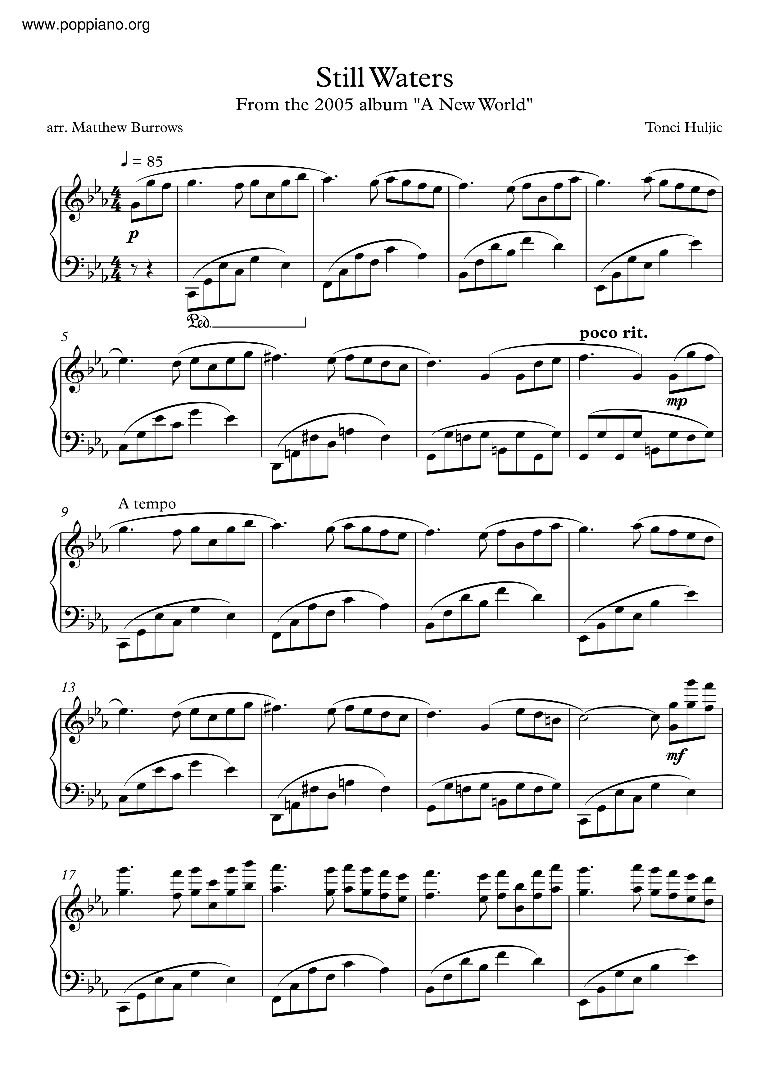 Tonci Huljic-Still Waters Sheet Music pdf, - Free Score Download ★