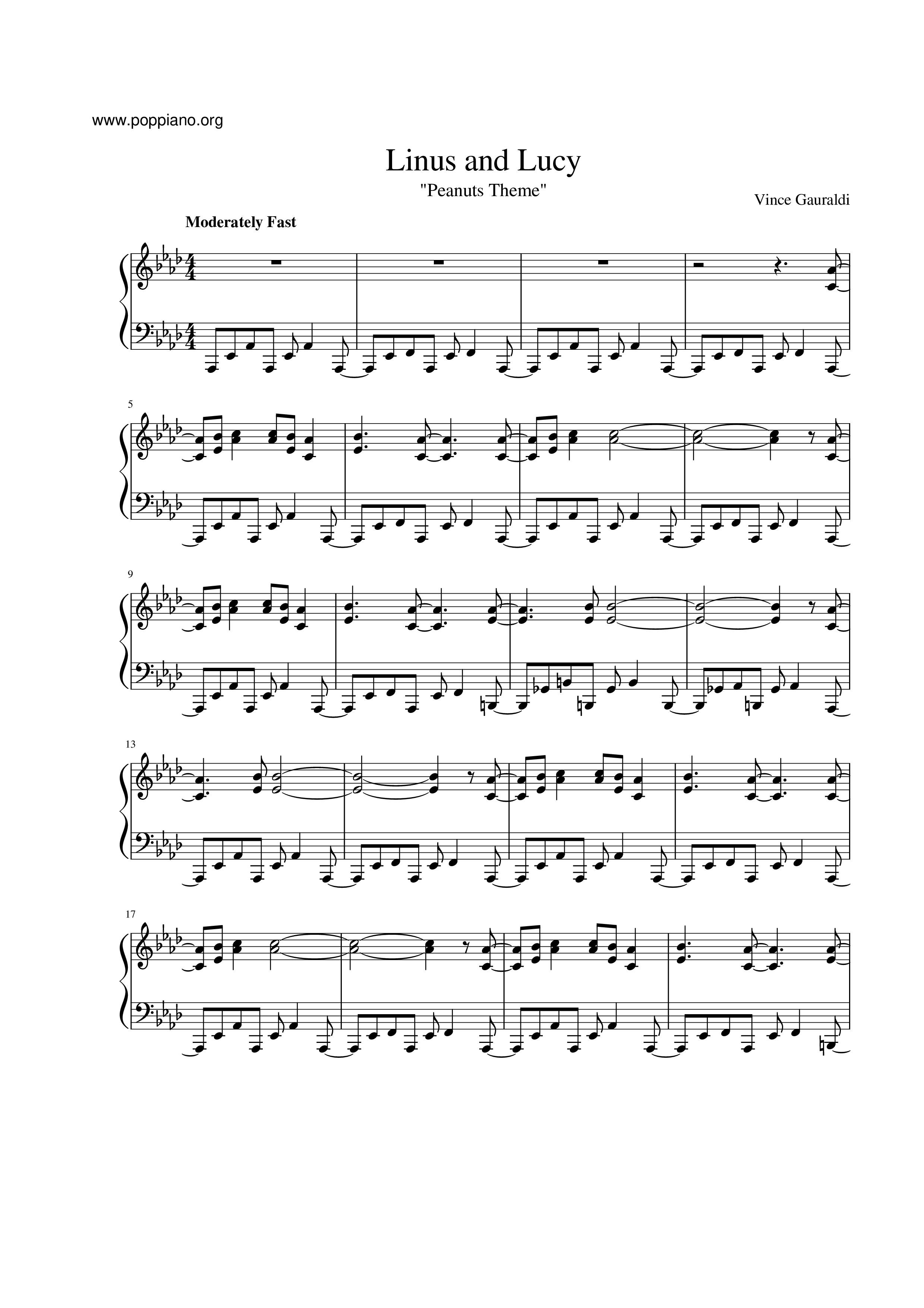 Vince Guaraldi-Linus And Lucy Sheet Music pdf, - Free Score Download ★