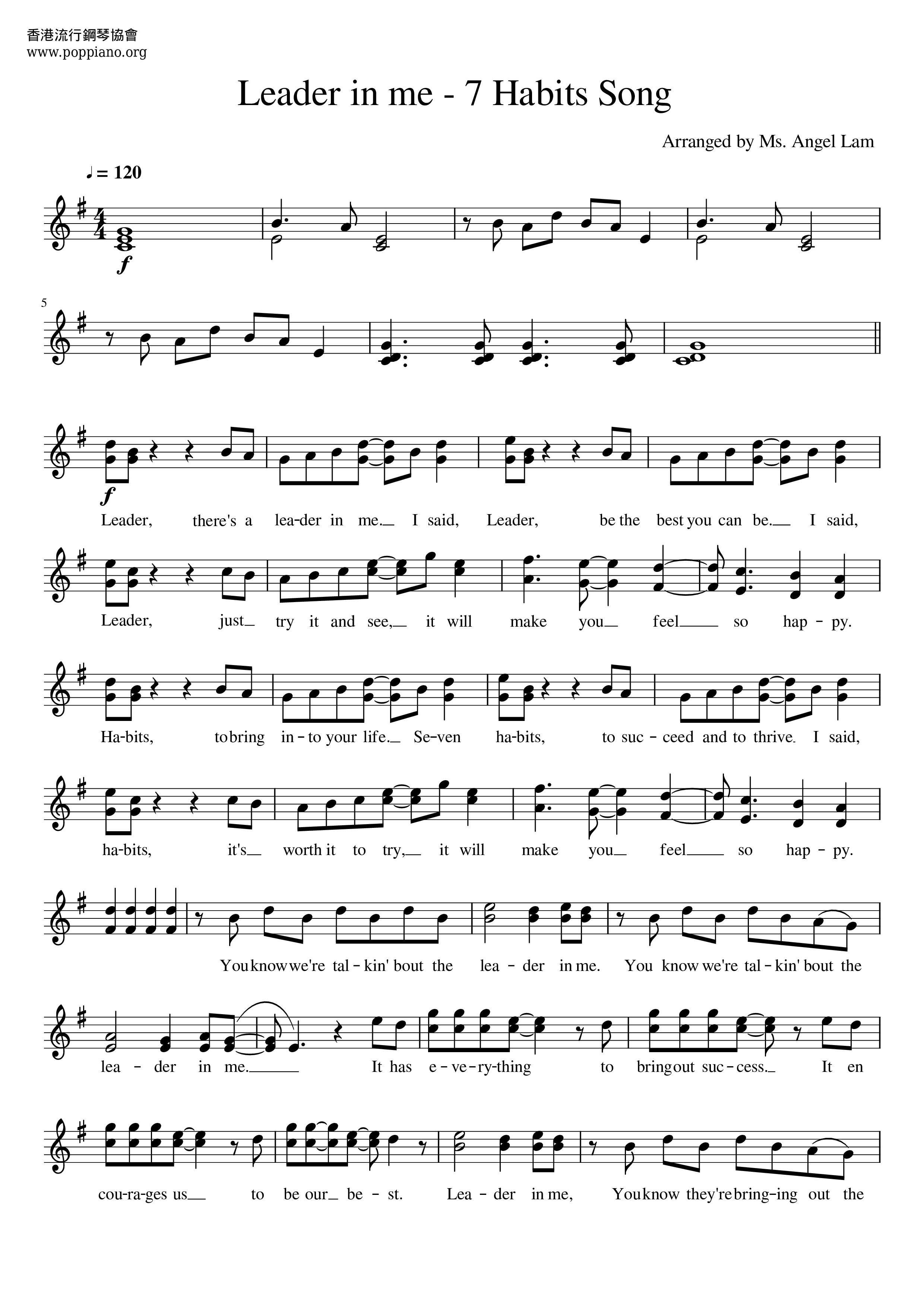7 Habits Song-Leader In Me Sheet Music pdf, - Free Score Download ★