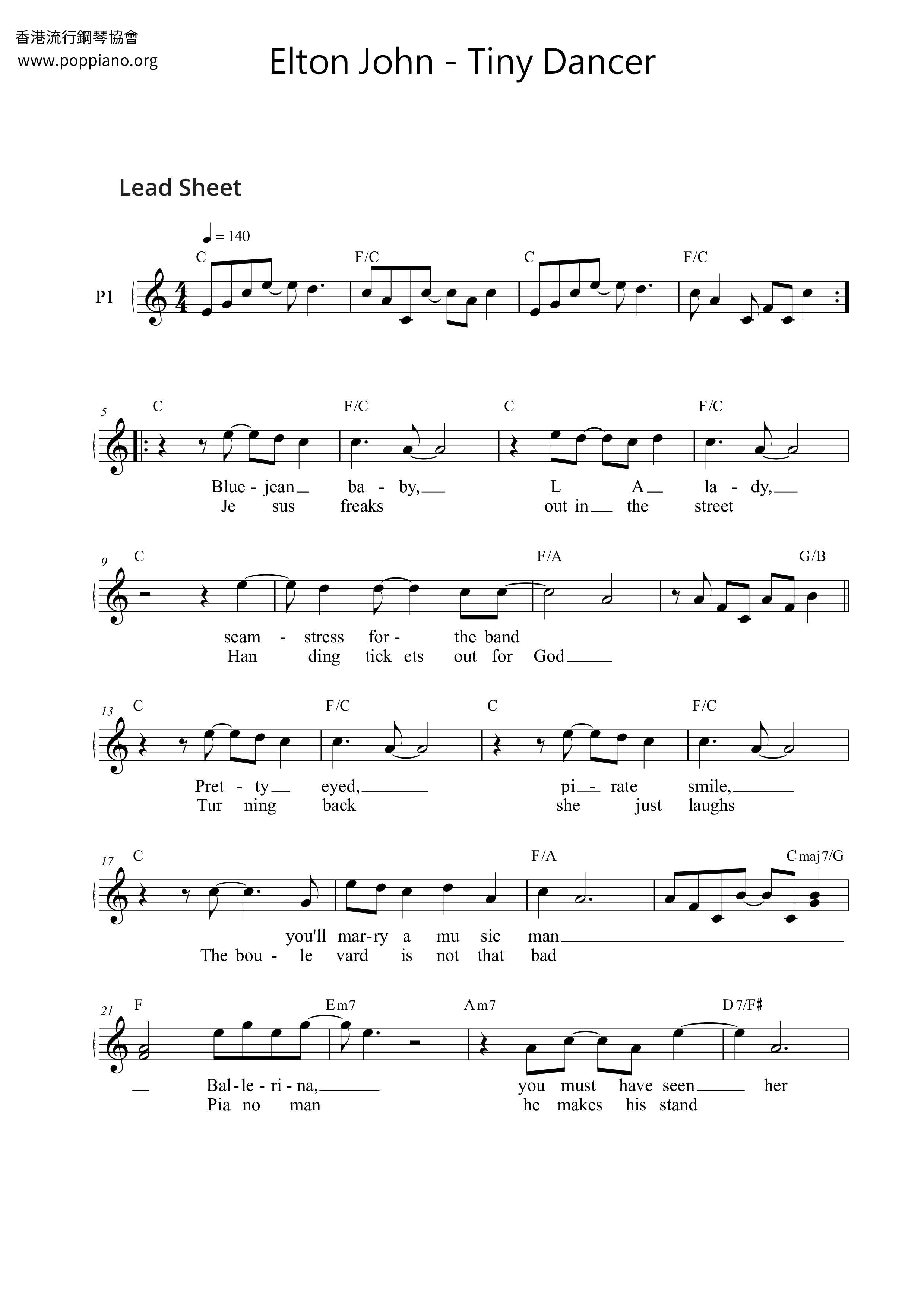 Elton John-Tiny Dancer Sheet Music pdf, - Free Score Download ★