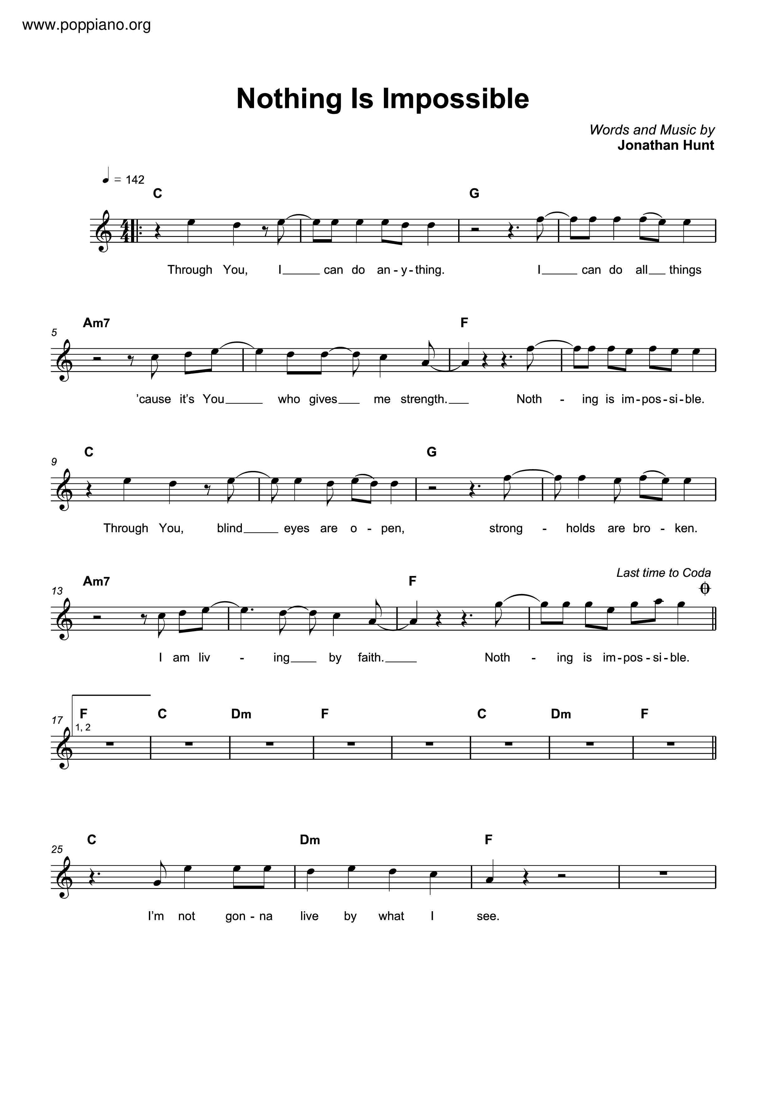 hymn-Nothing Is Impossible Sheet Music pdf, - Free Score Download ★