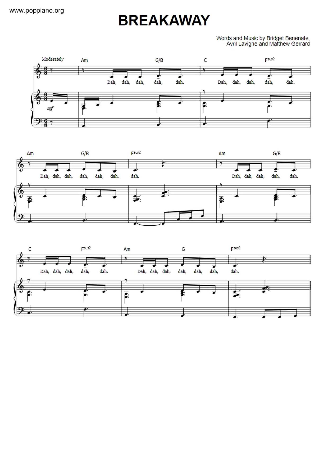 Kelly Clarkson-Breakaway Sheet Music pdf, - Free Score Download ★