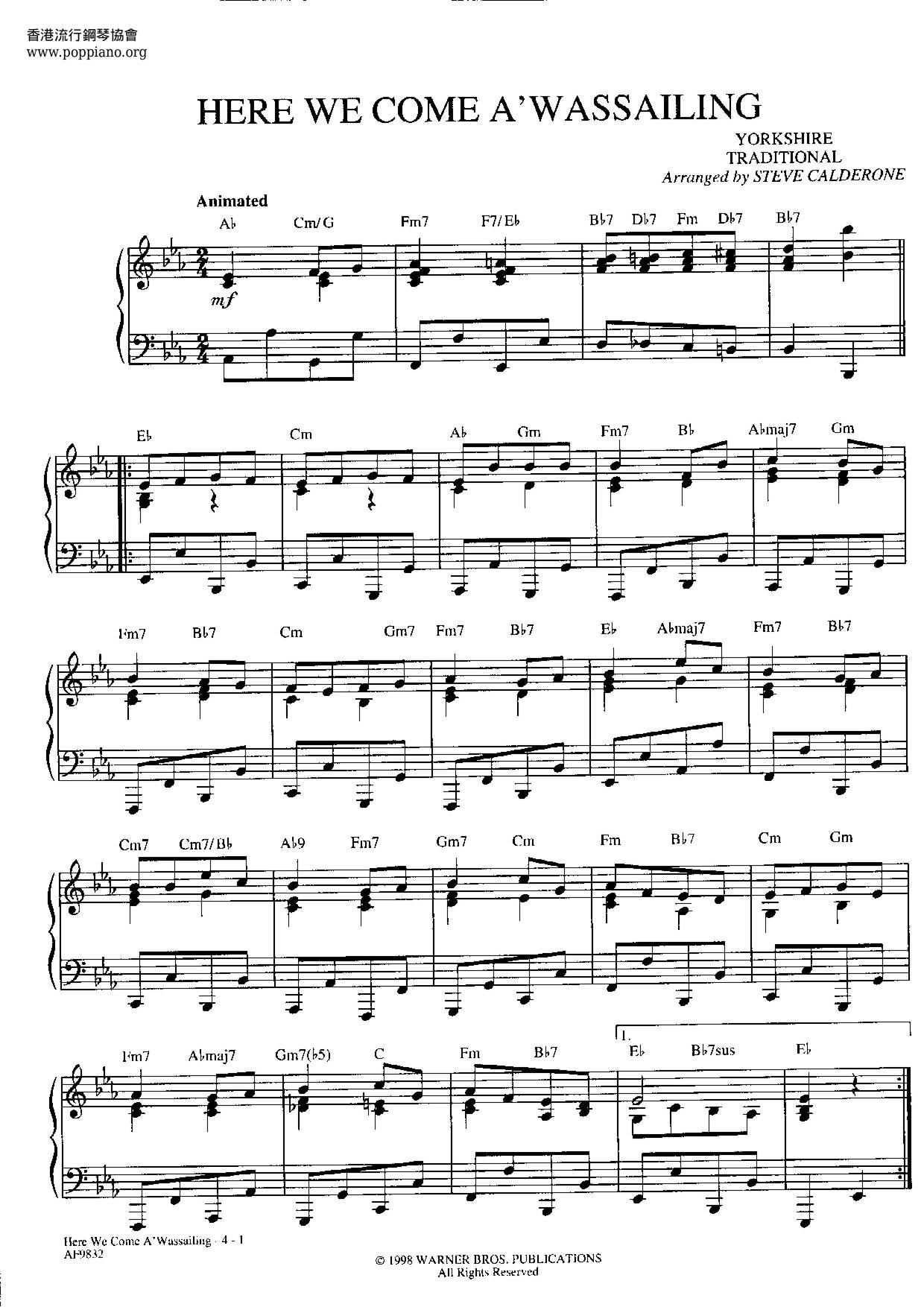 Christmas-Here We Come A Wassailing Sheet Music pdf, - Free Score ...