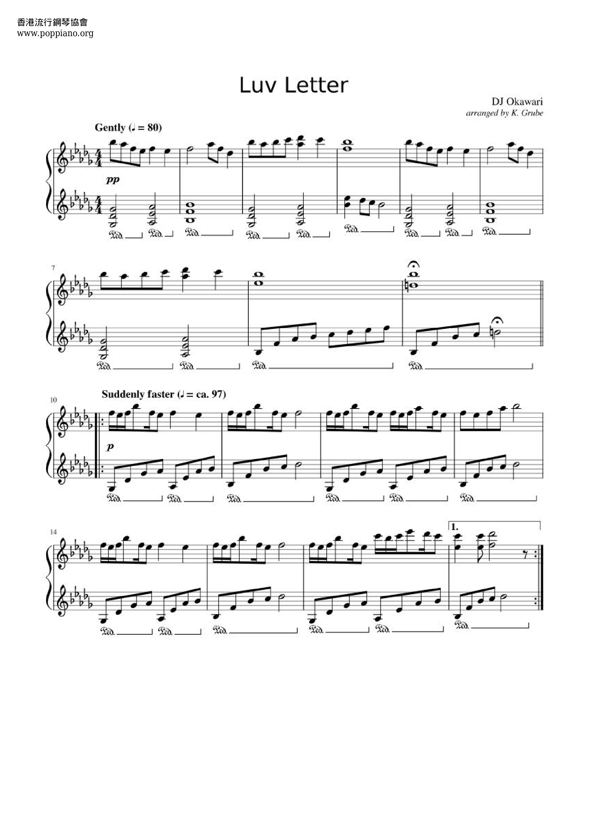 DJ Okawari-Luv Letter Sheet Music pdf, (DJ Okawari) - Free Score Download ★