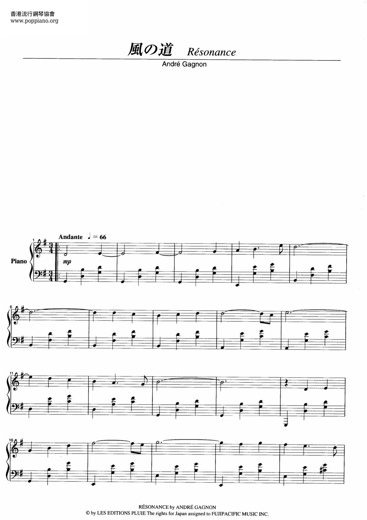 Andre Gagnon-Resonance Sheet Music pdf, - Free Score Download ★