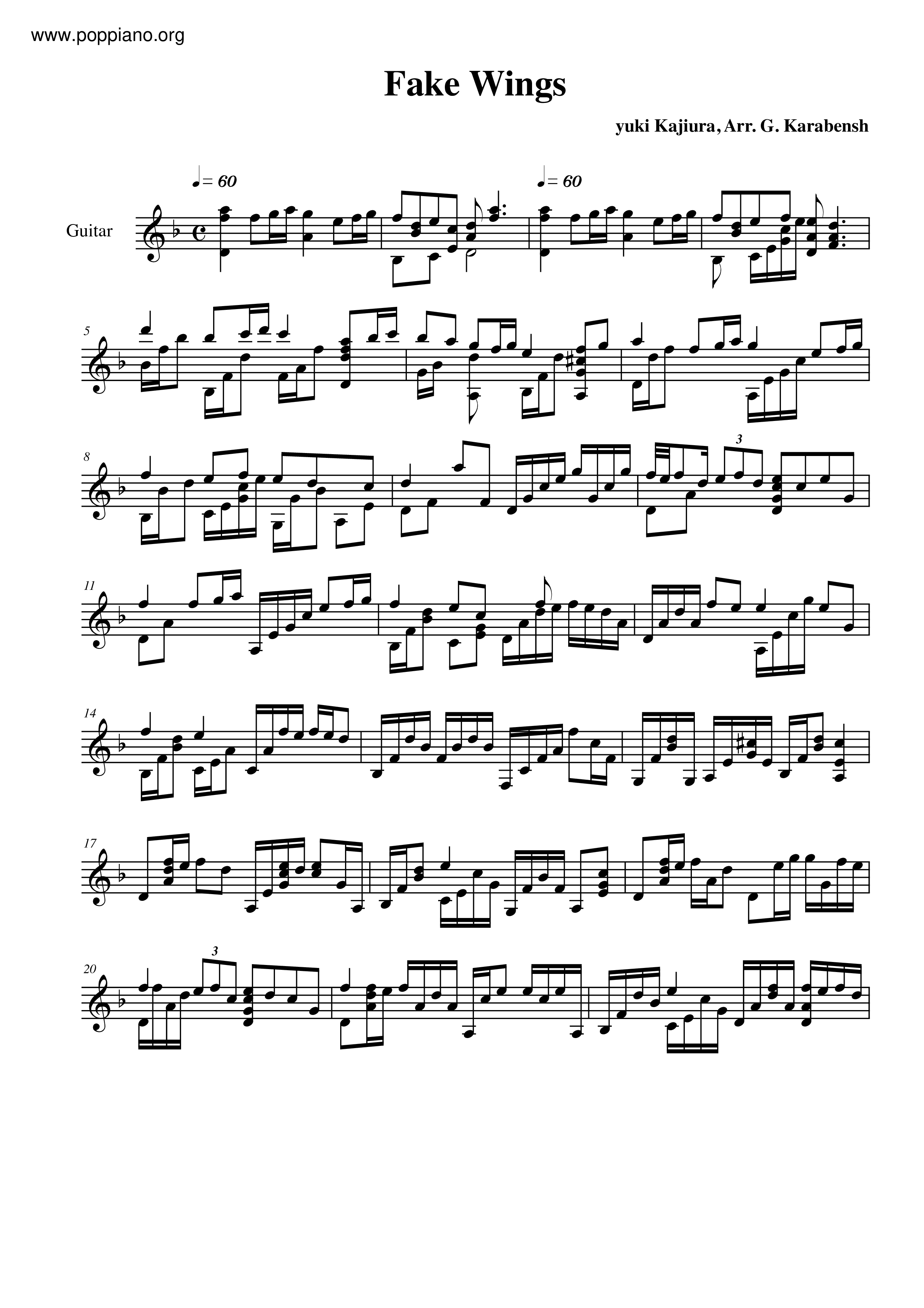 Hack//Sign-Fake Wings Sheet Music pdf, - Free Score Download ★
