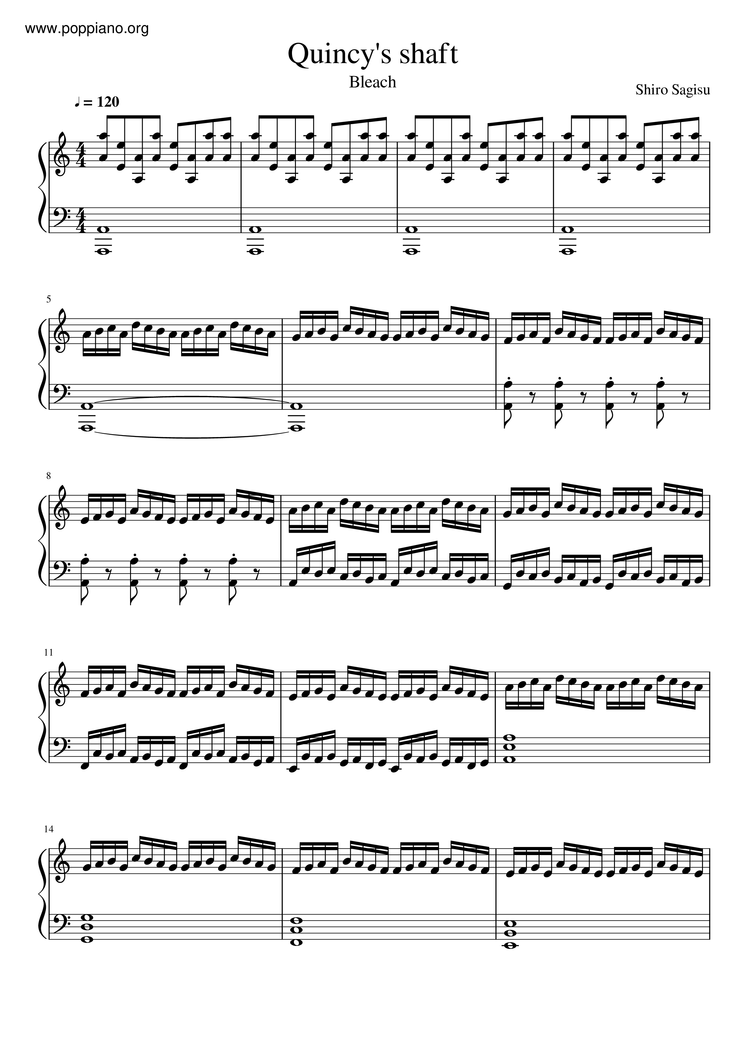 Bleach-Quincy's Shaft Sheet Music pdf, - Free Score Download ★