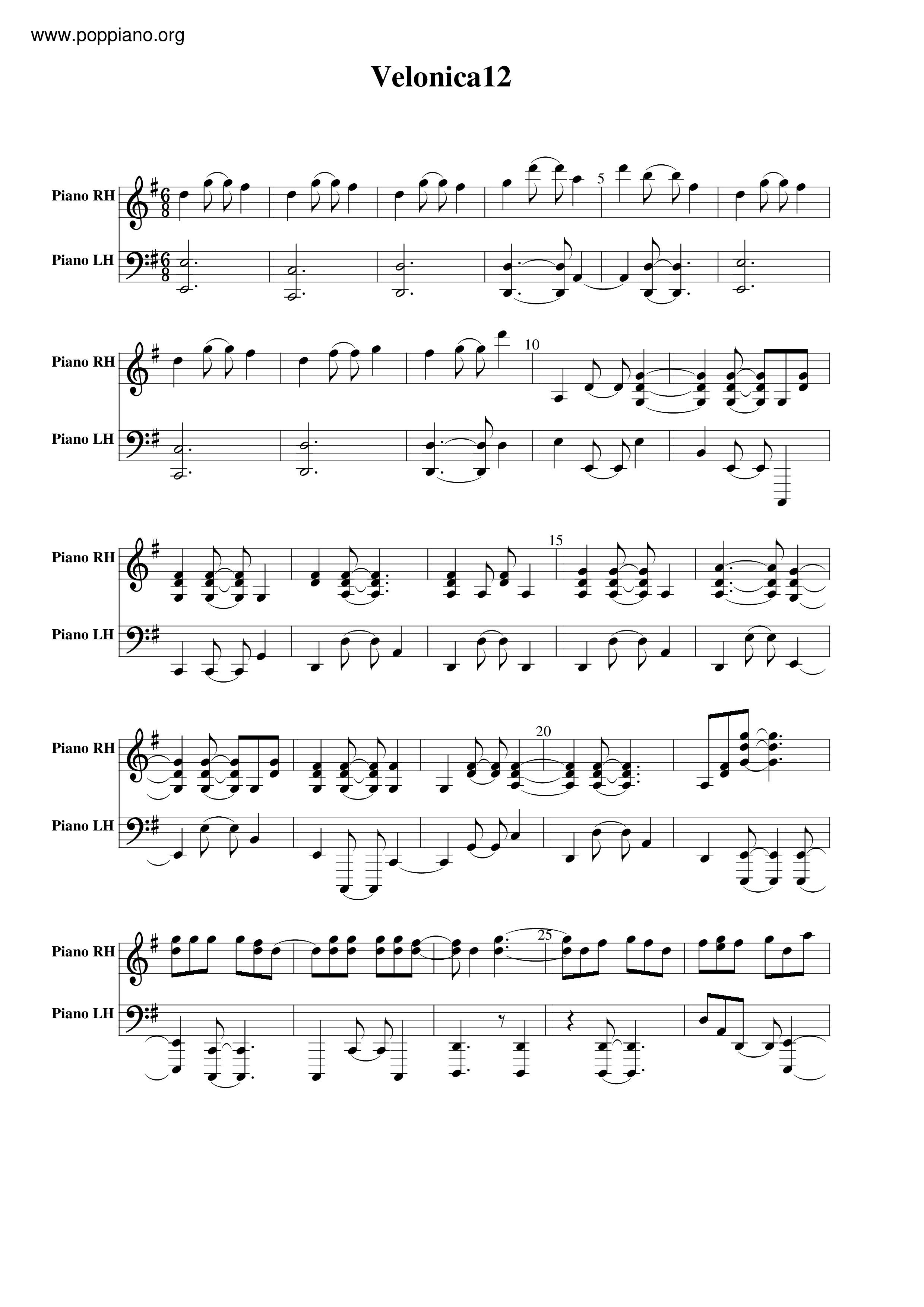 Bleach-Velonica Sheet Music pdf, - Free Score Download ★