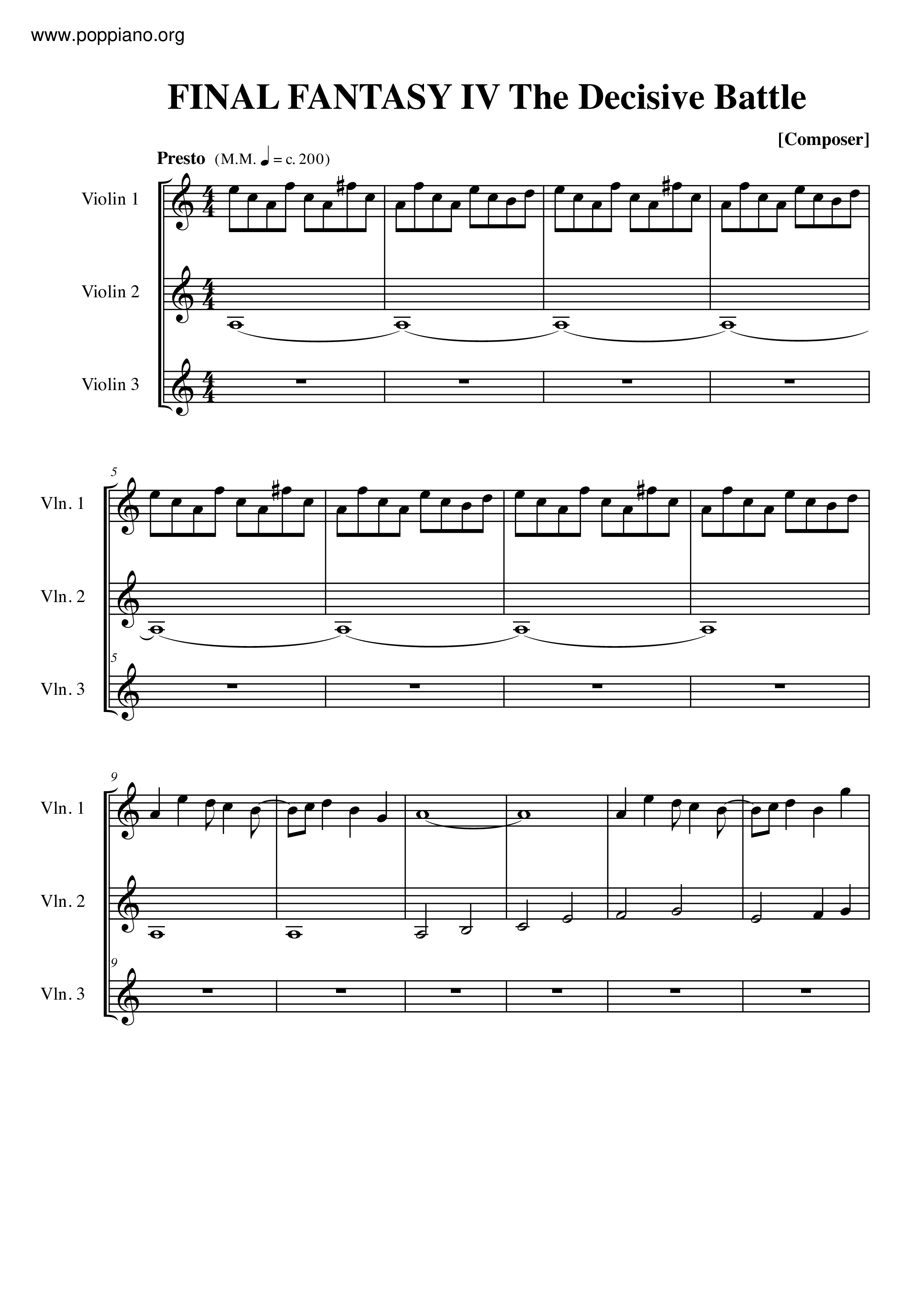 Final Fantasy IV-The Decisive Battle Sheet Music pdf, - Free Score Download ★
