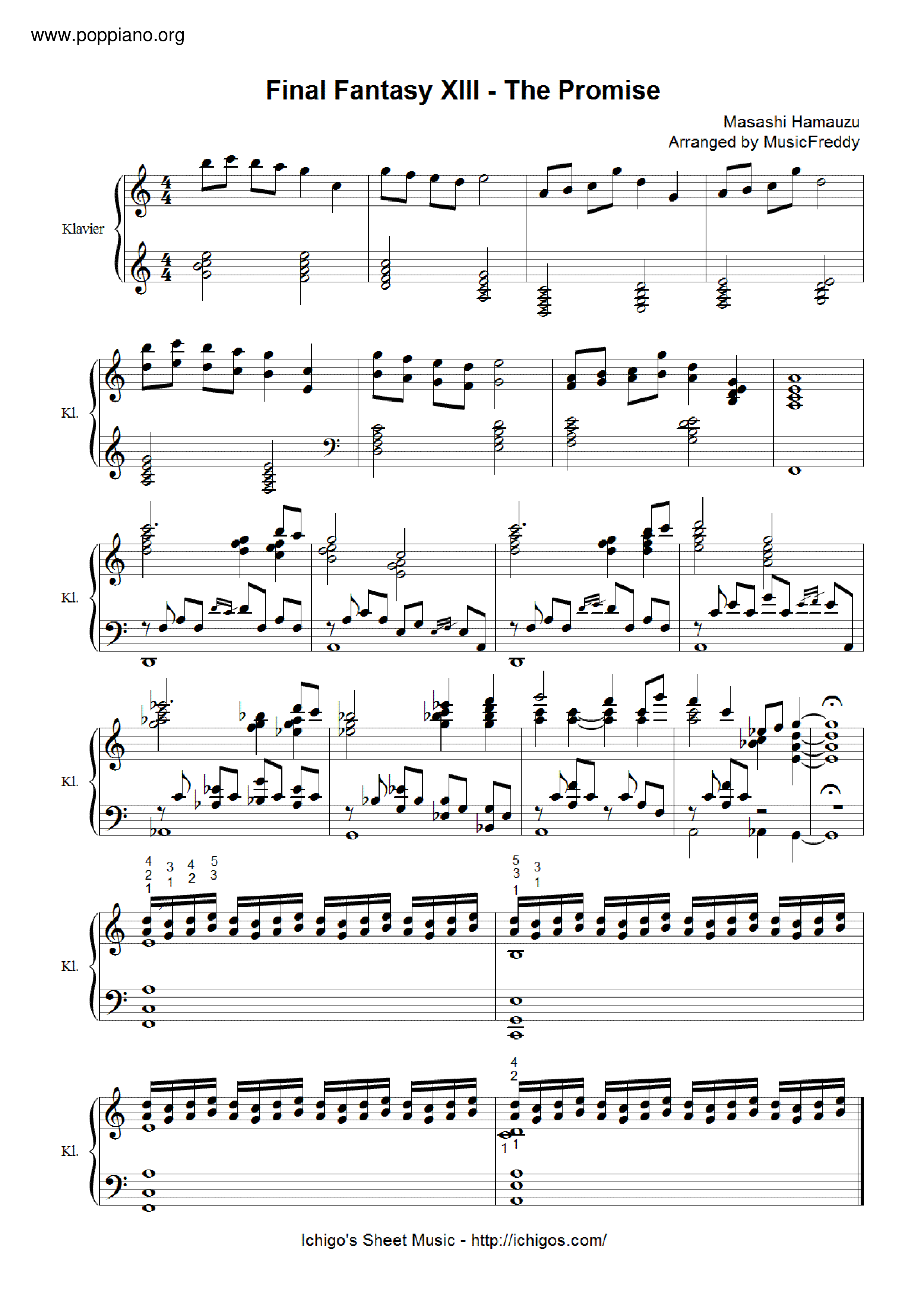 Final Fantasy XIII-The Promise Sheet Music pdf, - Free Score Download ★