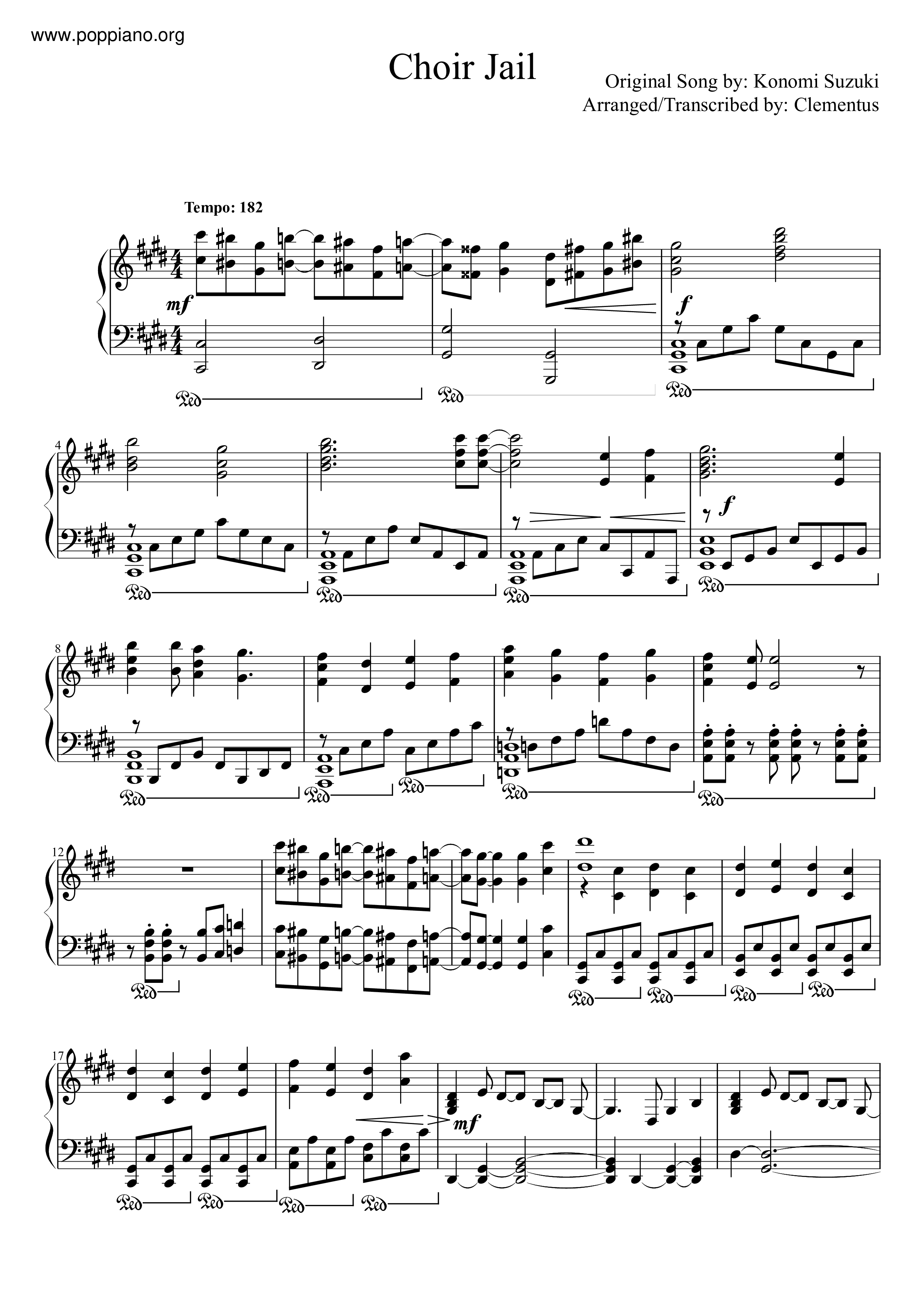 Dusk Maiden Of Amnesia-Choir Jail Sheet Music pdf, -クワイヤ ジェイル 楽譜 - Free ...