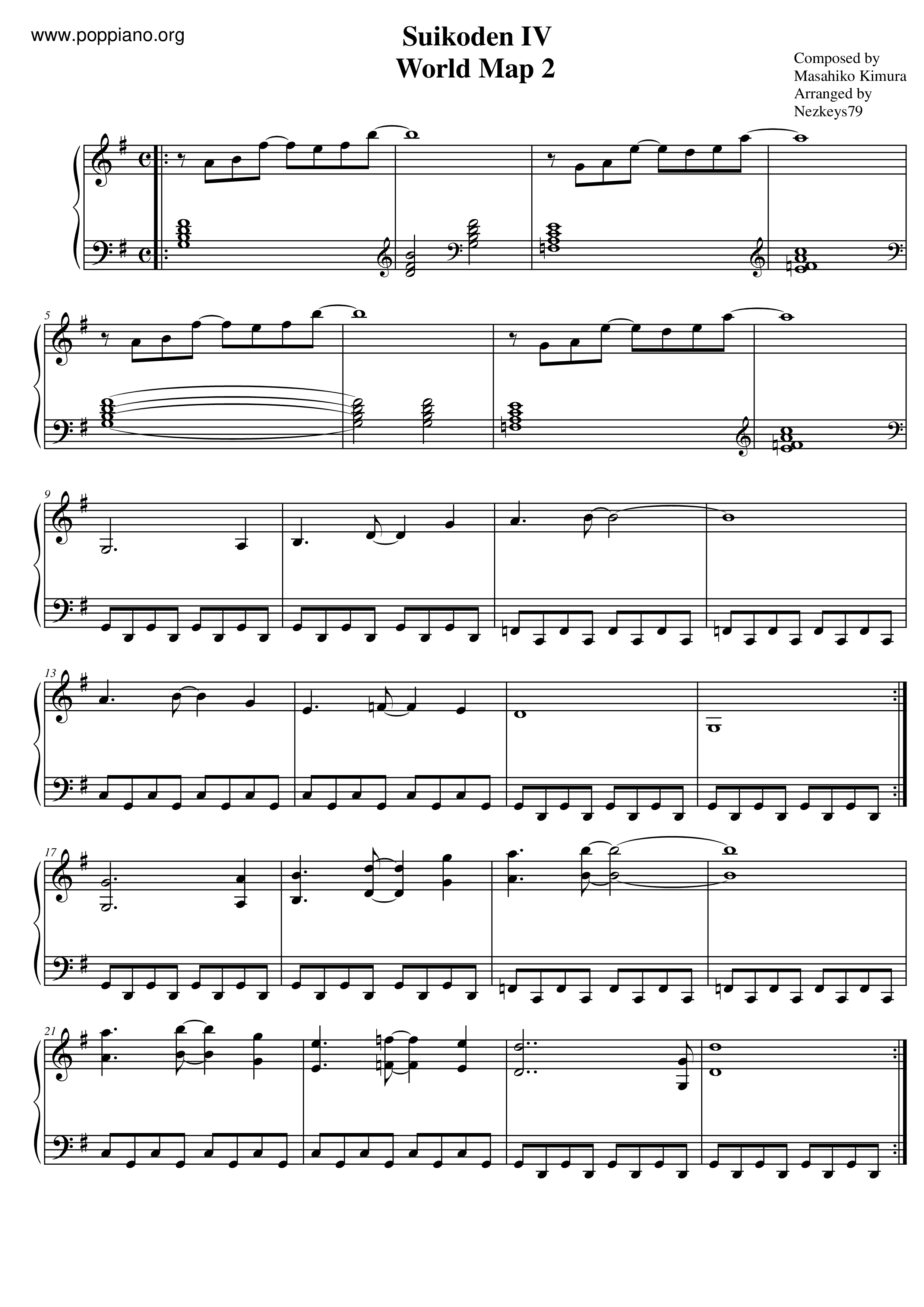 Suikoden IV-World Map 2 Sheet Music pdf, - Free Score Download ★
