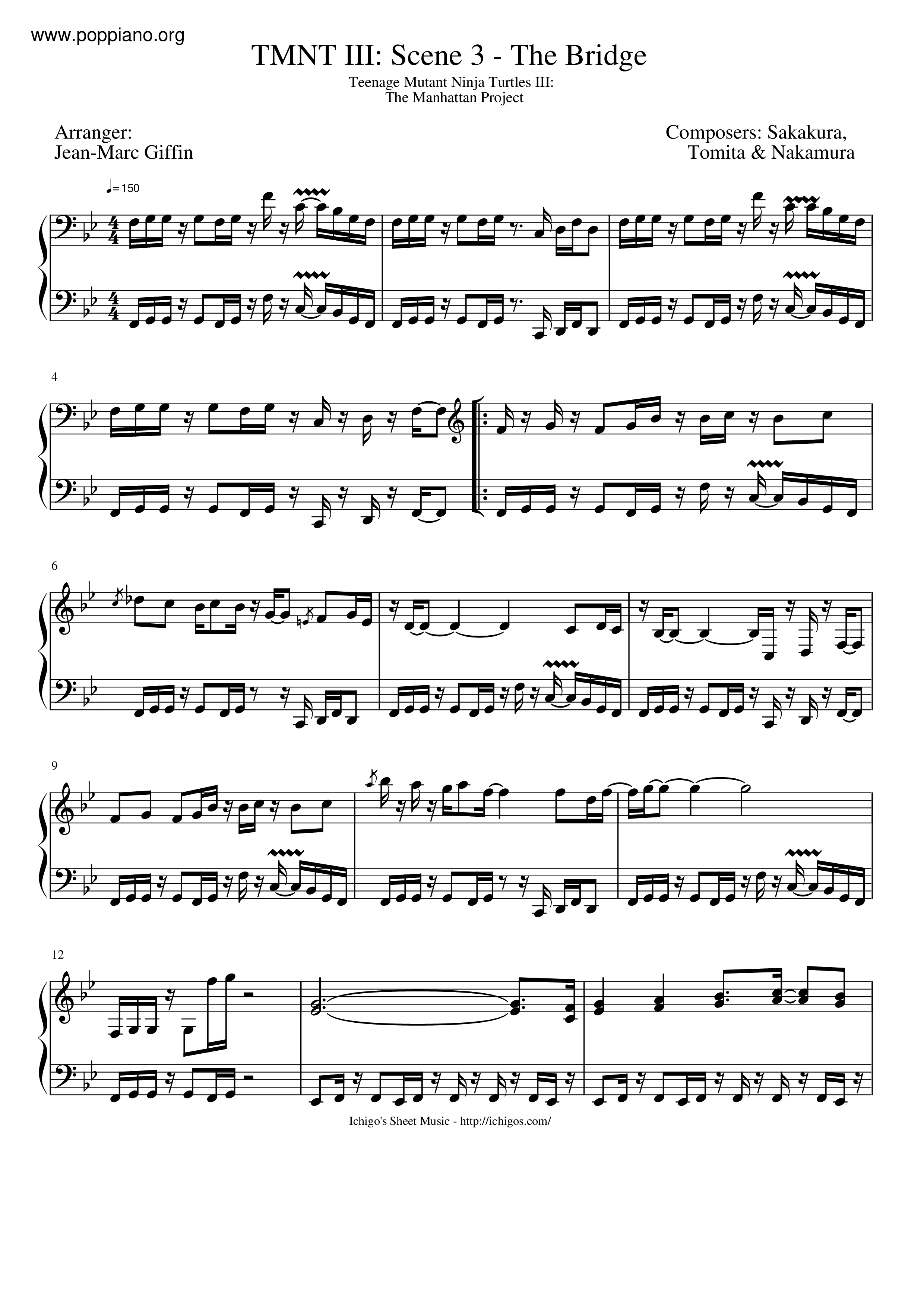 Teenage Mutant Ninja Turtles III-Scene 3 - The Bridge Sheet Music pdf ...