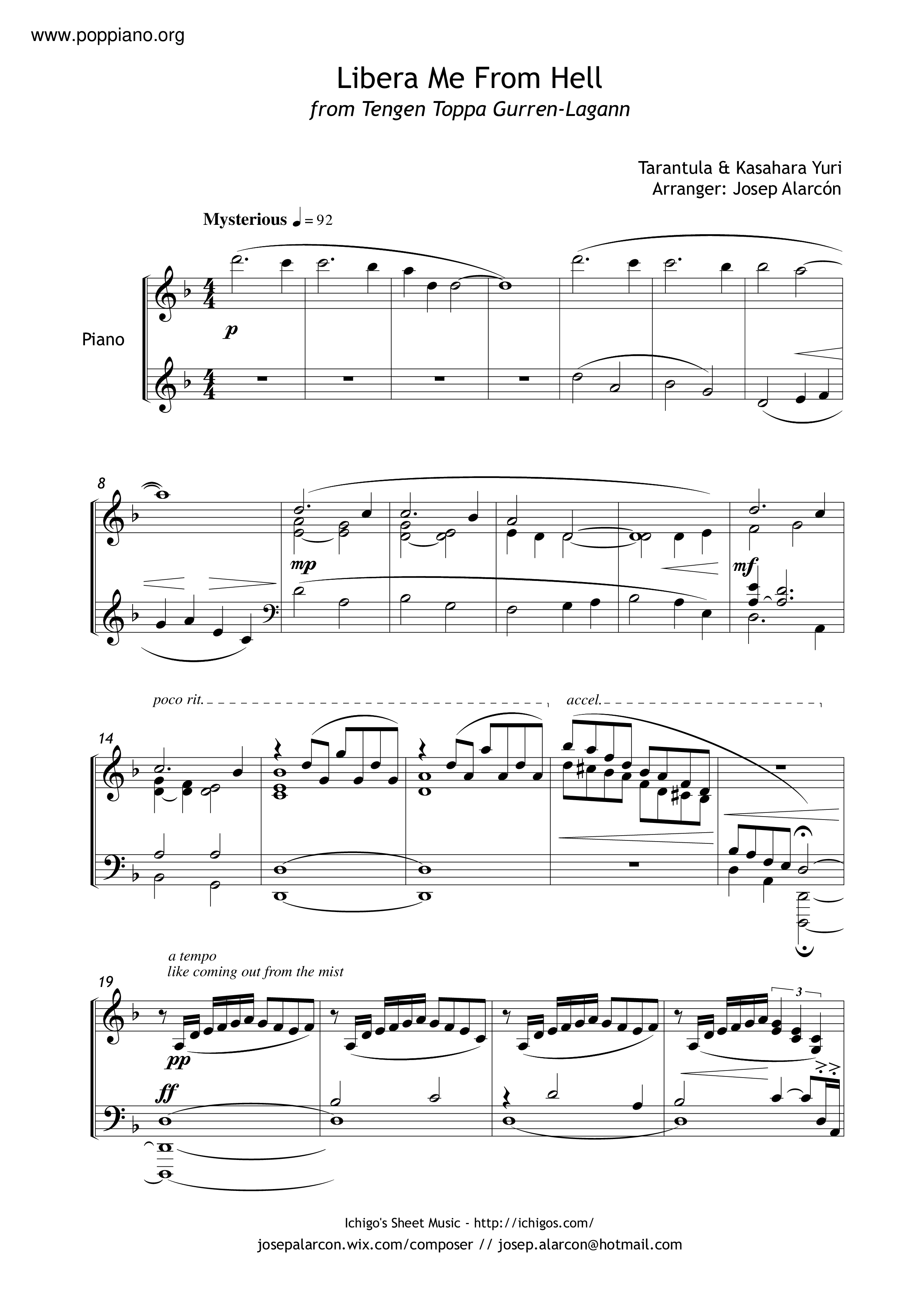 Tengen Toppa Gurren Lagann-Libera Me From Hell Sheet Music pdf, - Free ...