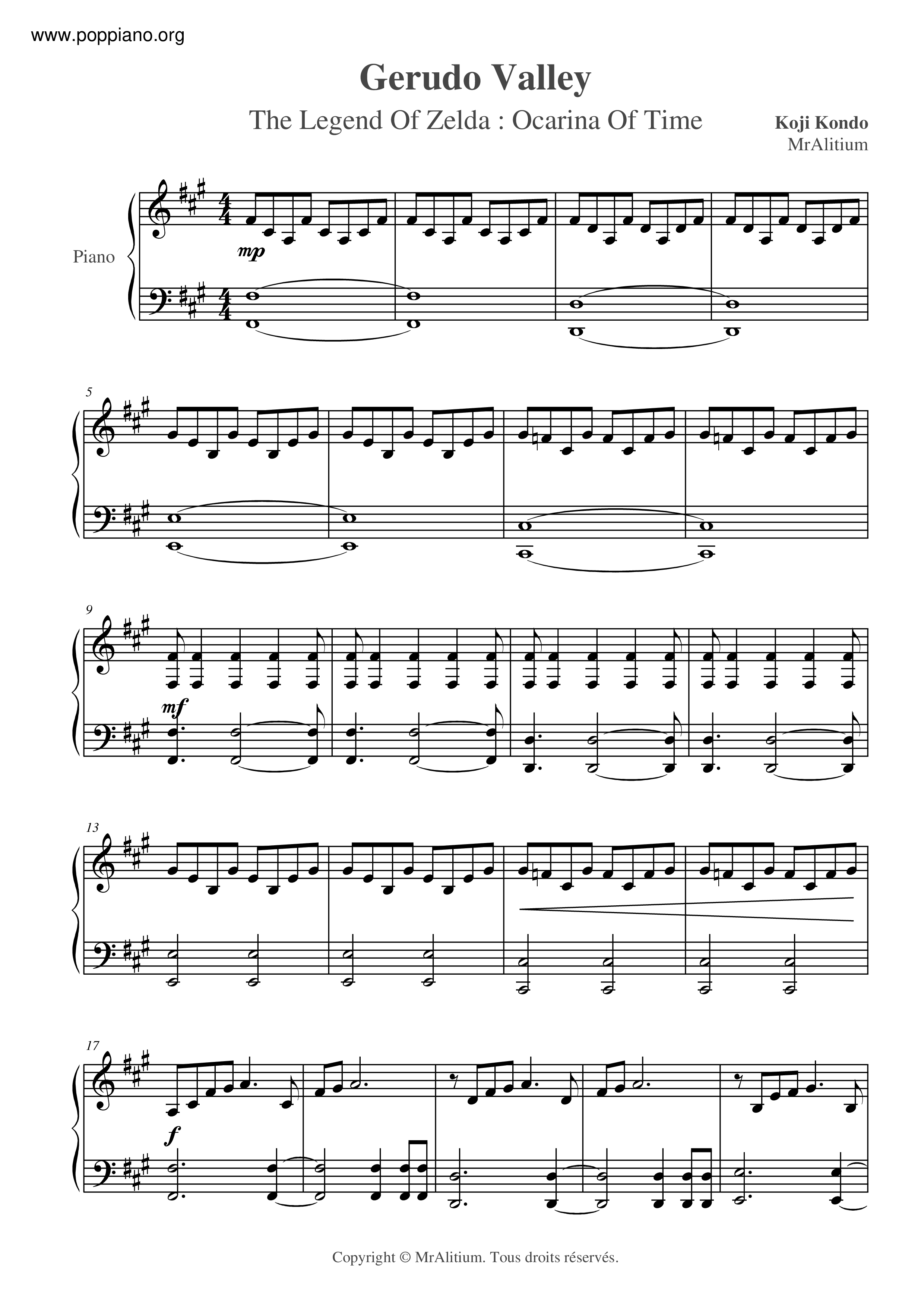 The Legend of Zelda: Ocarina of Time-Gerudo Valley Sheet Music pdf ...