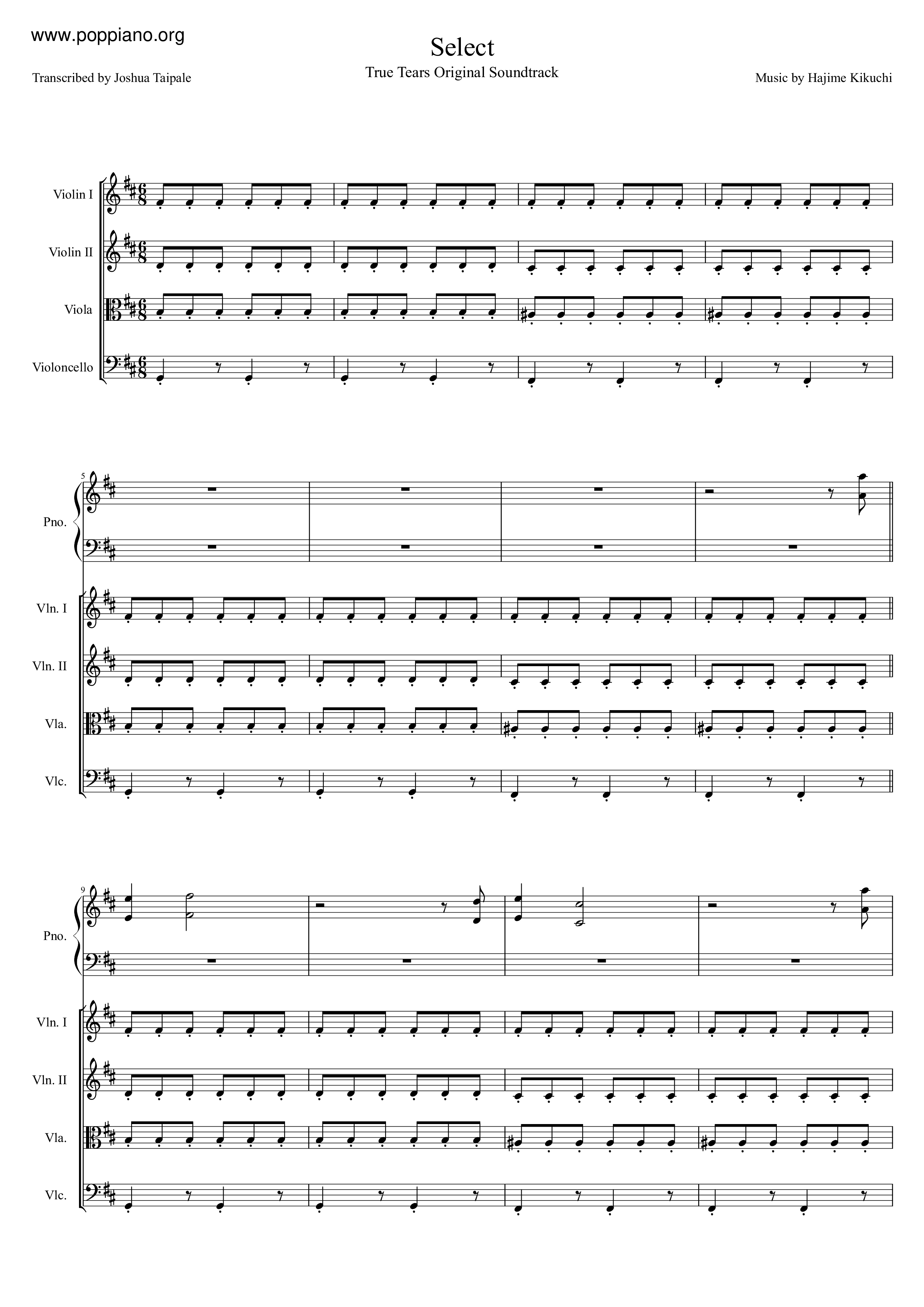 True Tears-Select Sheet Music pdf, - Free Score Download ★