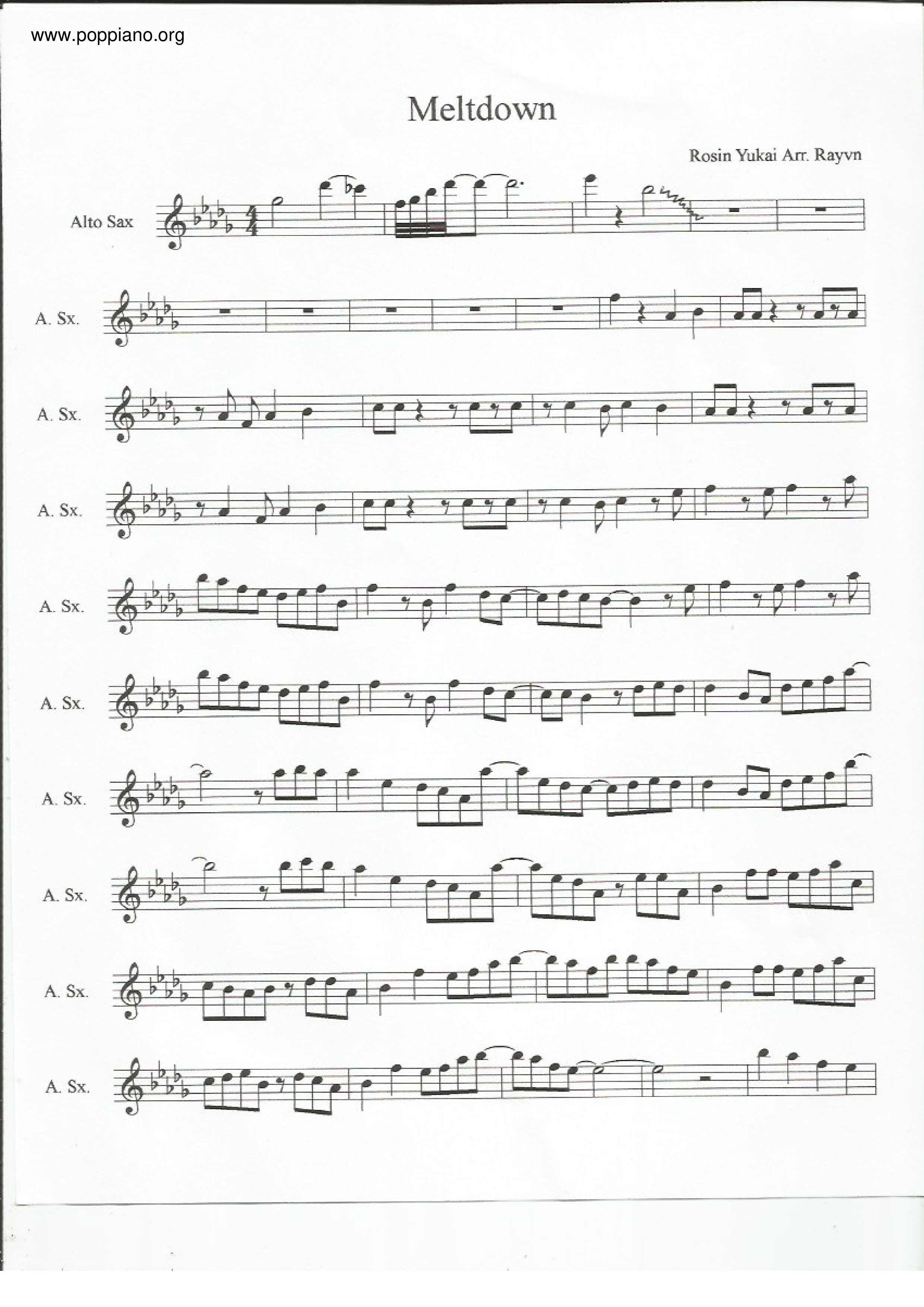 Hatsune Miku-Meltdown Sheet Music pdf, (初音ミク) - Free Score Download ★