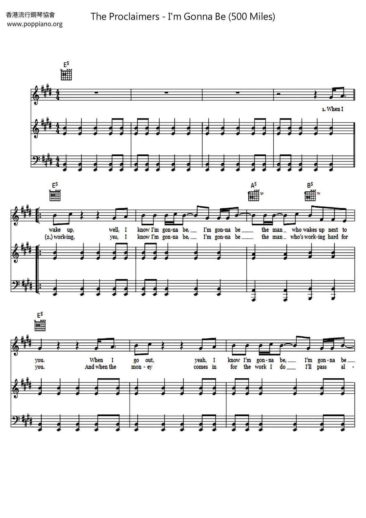 The Proclaimers-I'm Gonna Be (500 Miles) Sheet Music pdf, - Free Score ...