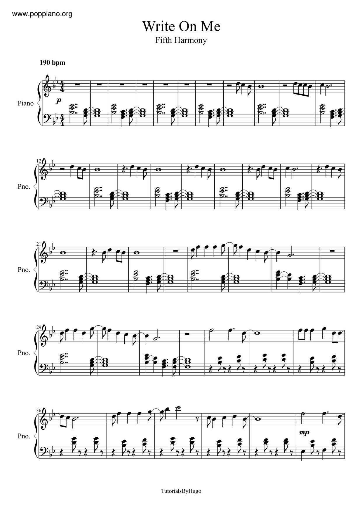 Fifth Harmony-Write On Me Sheet Music pdf, - Free Score Download ★