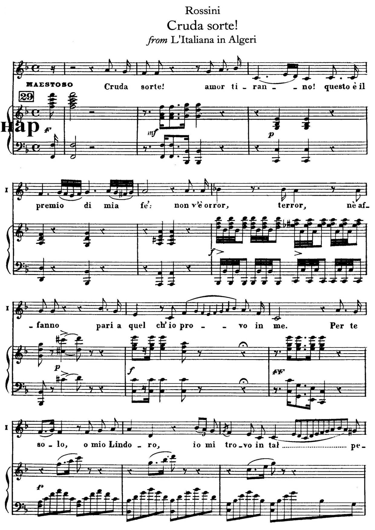 Gioachino Rossini-Cruda Sorte Sheet Music pdf, - Free Score Download ★