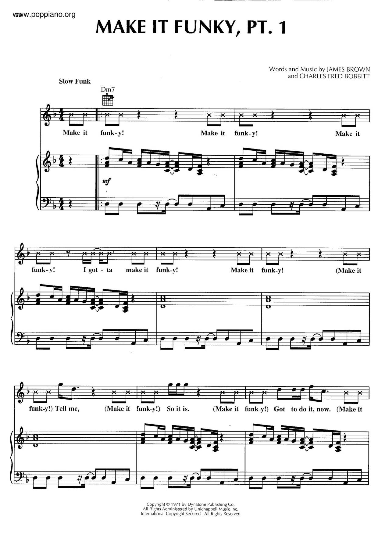 James Brown-Make It Funky, Pt. 1 Sheet Music pdf, - Free Score Download ★