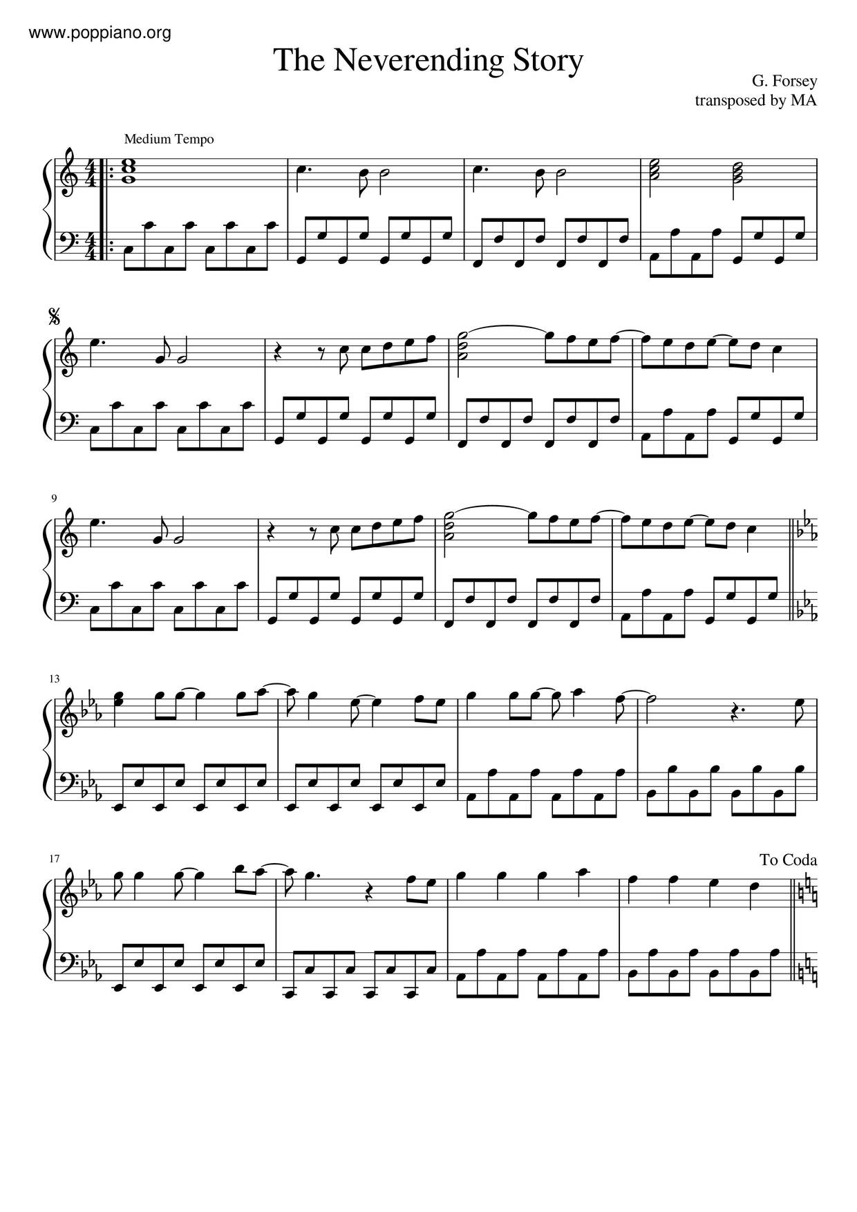 Limahl-The Neverending Story Sheet Music pdf, - Free Score Download ★