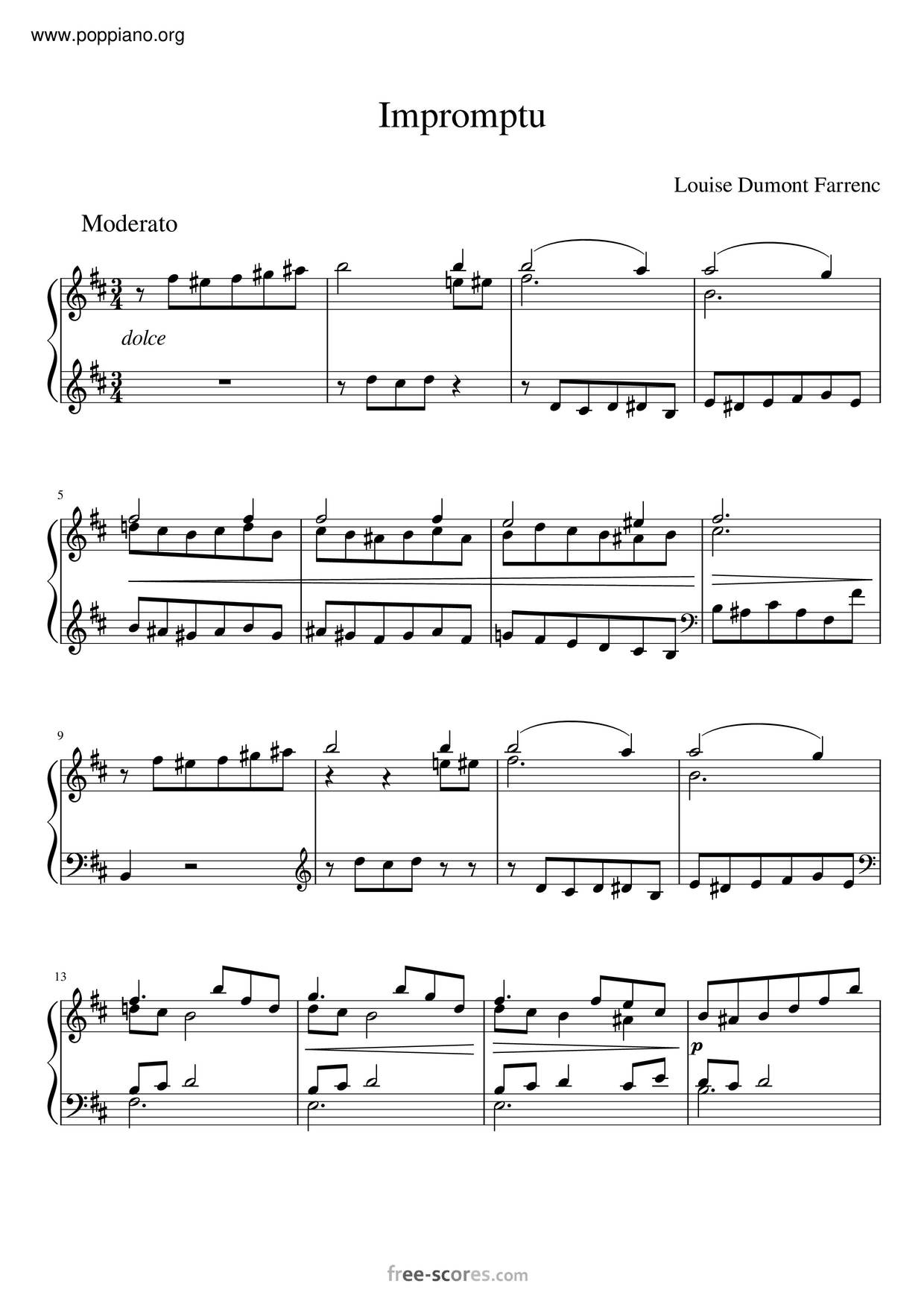 Louise Farrenc-Impromptu Sheet Music pdf, - Free Score Download ★