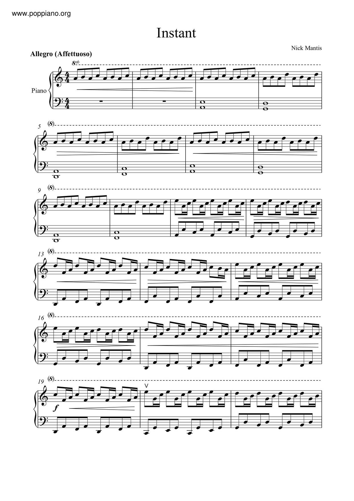 Nick Mantis-Instant Sheet Music pdf, - Free Score Download ★