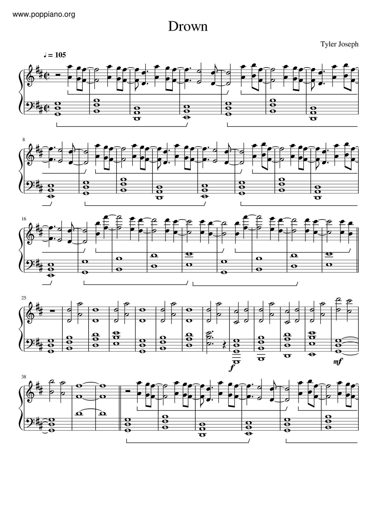 Tyler Joseph-Drown Sheet Music pdf, - Free Score Download ★