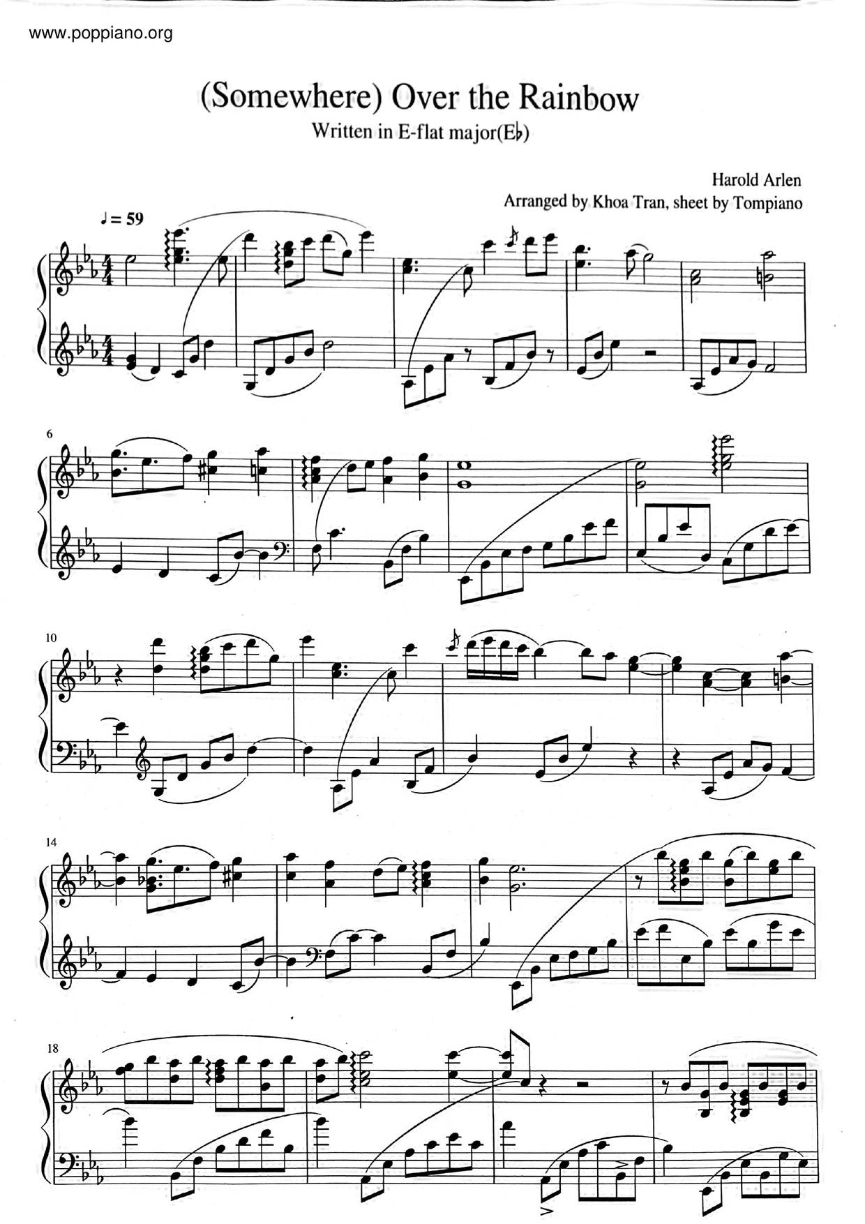 Harold Arlen-Somewhere Over The Rainbow Sheet Music pdf, - Free Score ...