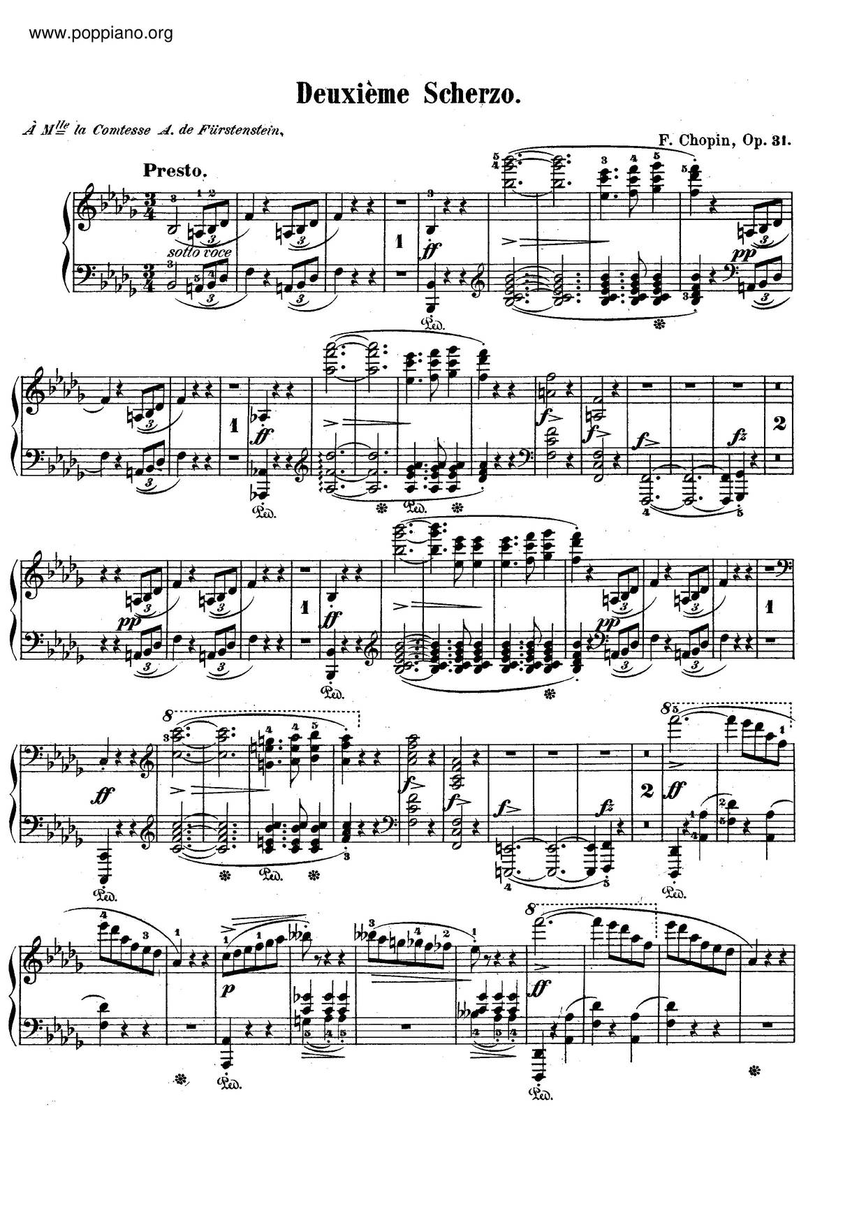 Chopin-Scherzo No. 2 In B-Flat Minor, Op. 31 Sheet Music pdf, - Free Score Download ★