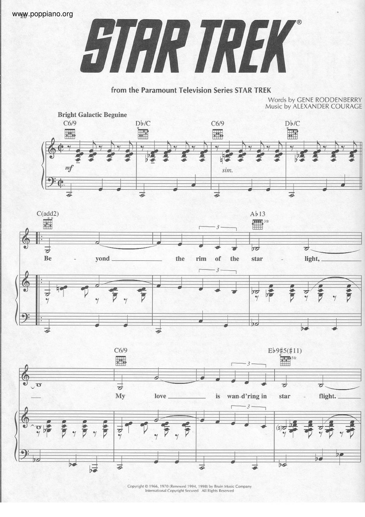 Alexander Courage-Star Trek Sheet Music pdf, - Free Score Download ★