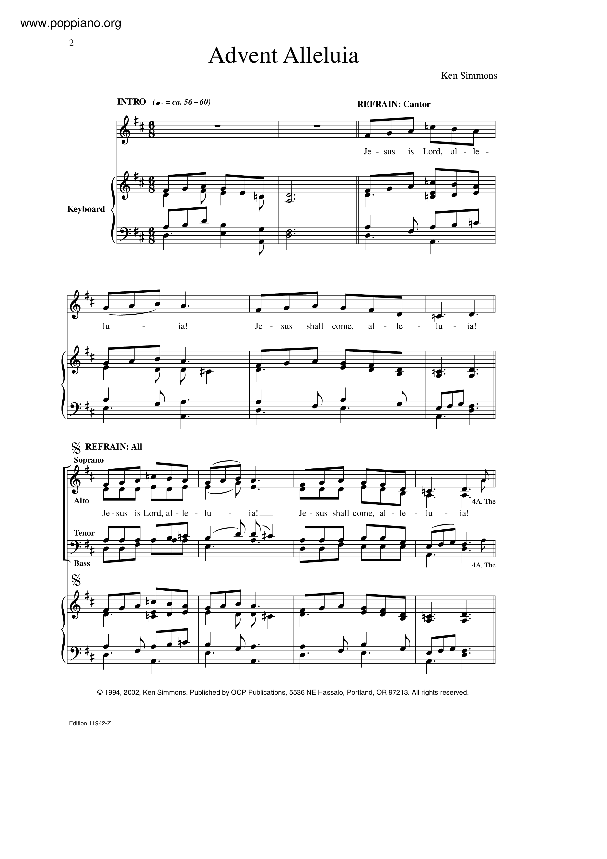 hymn-Advent Alleluia Sheet Music pdf, - Free Score Download ★
