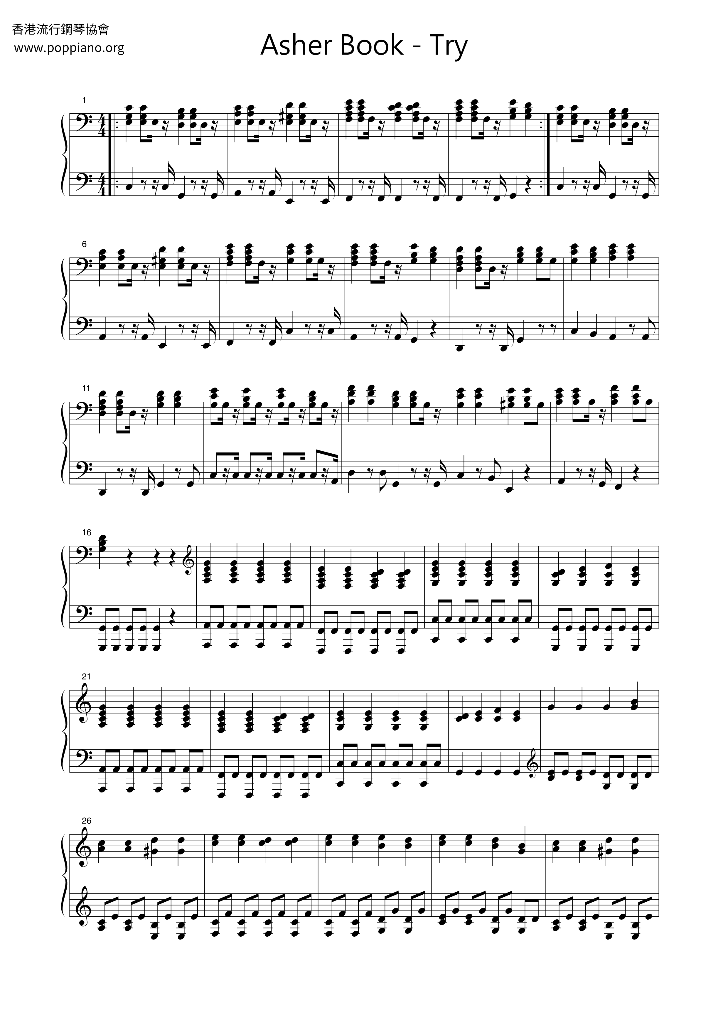 Asher Book-Try Sheet Music pdf, - Free Score Download ★