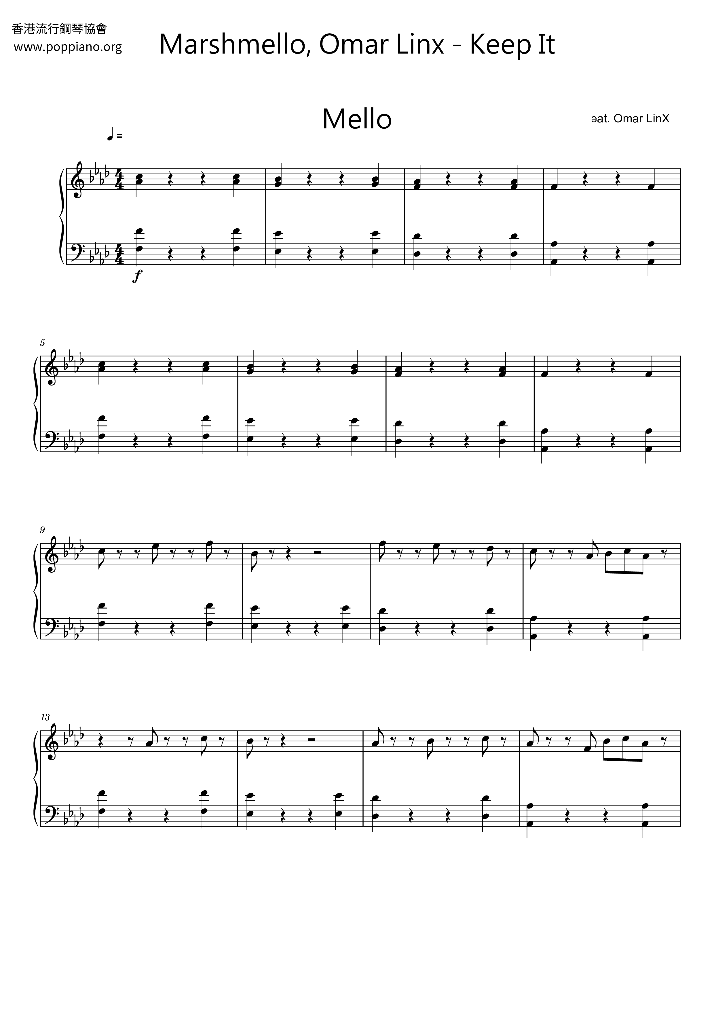 Marshmello, Omar Linx-Keep It Mello Sheet Music pdf, - Free Score ...