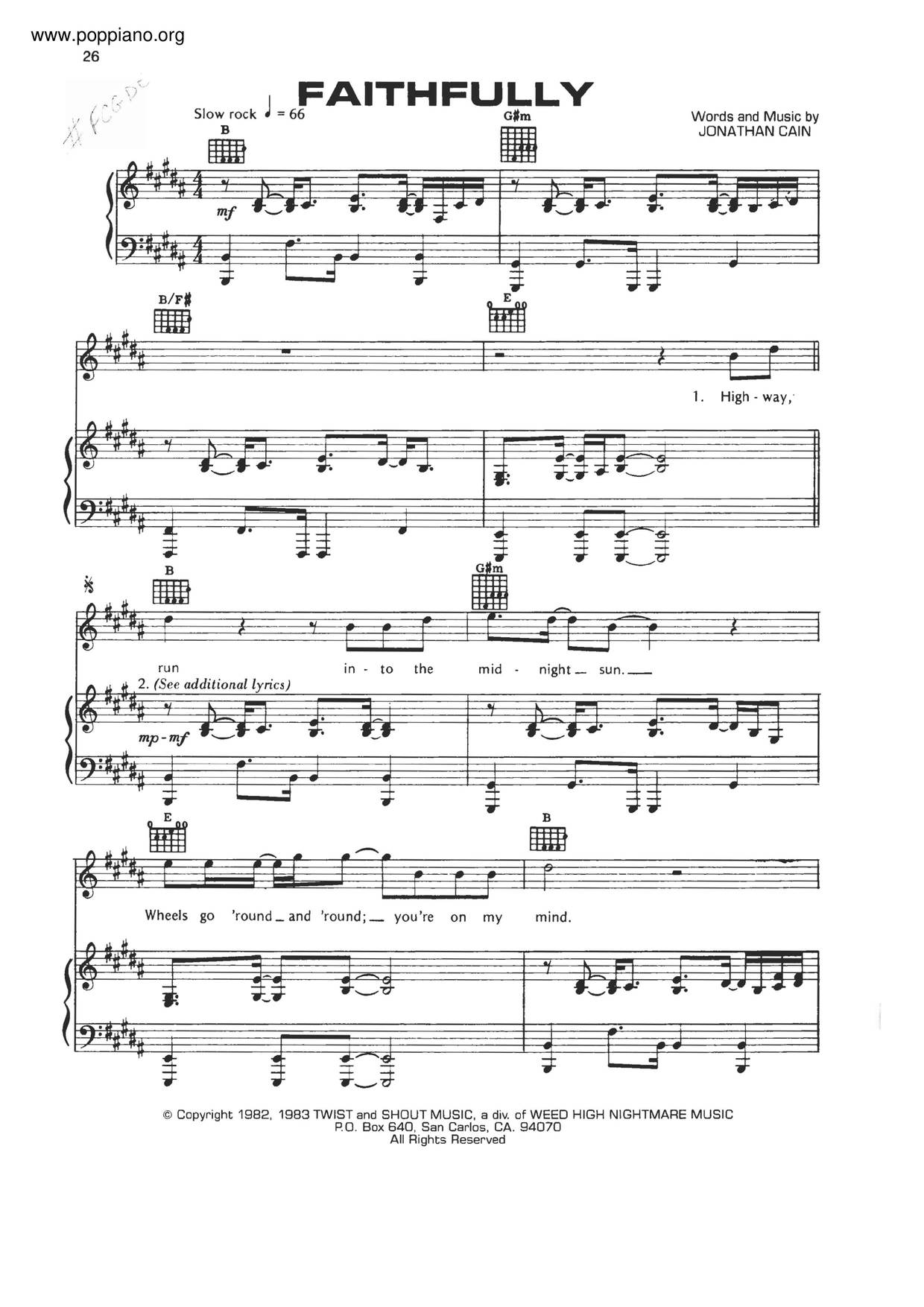 Journey-Faithfully Sheet Music pdf, - Free Score Download ★
