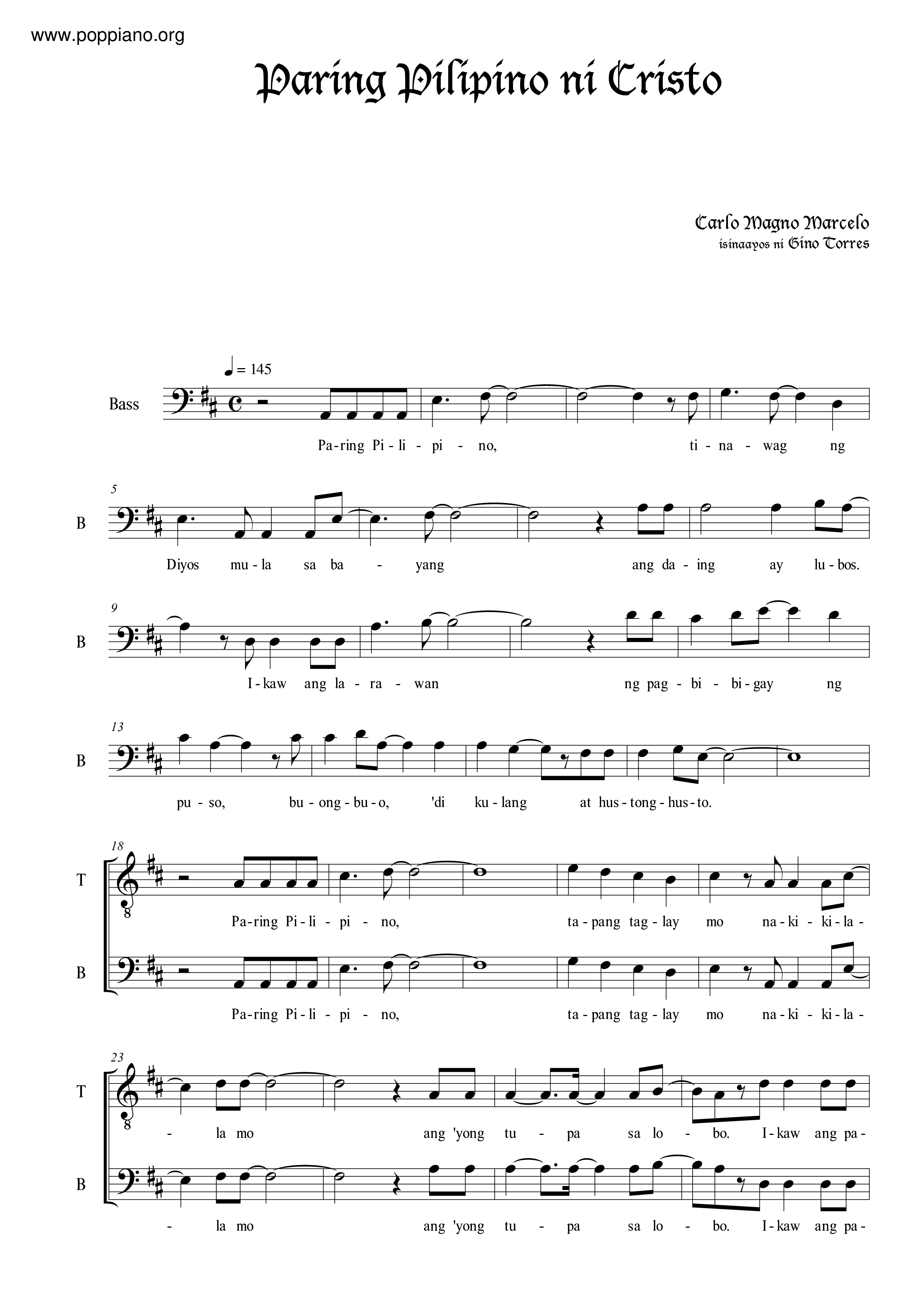 hymn-Paring Pilipino ni Cristo Sheet Music pdf, - Free Score Download ★