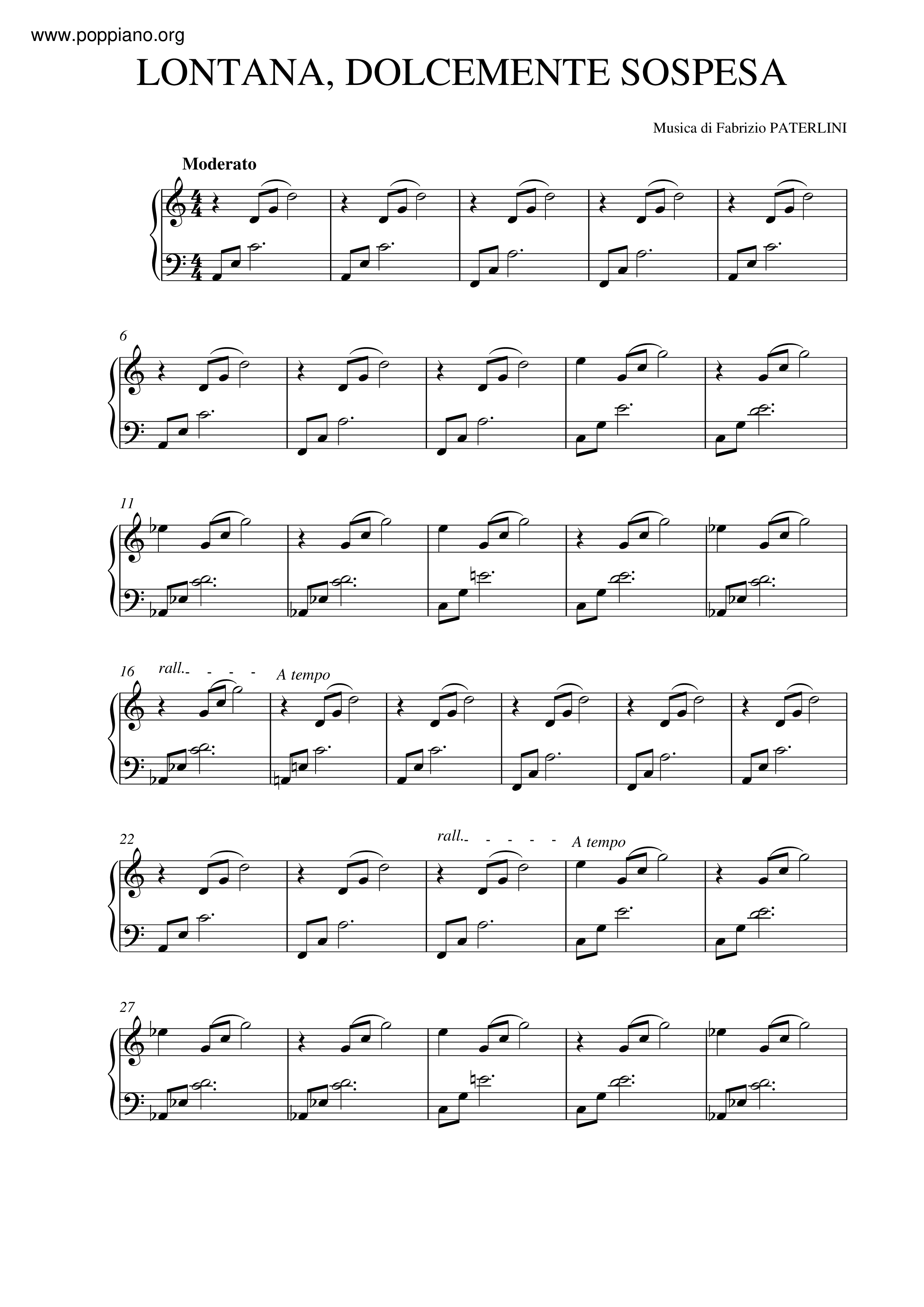 Fabrizio Paterlini-Lontana, Dolcemente Sospesa Sheet Music pdf, - Free Score Download ★