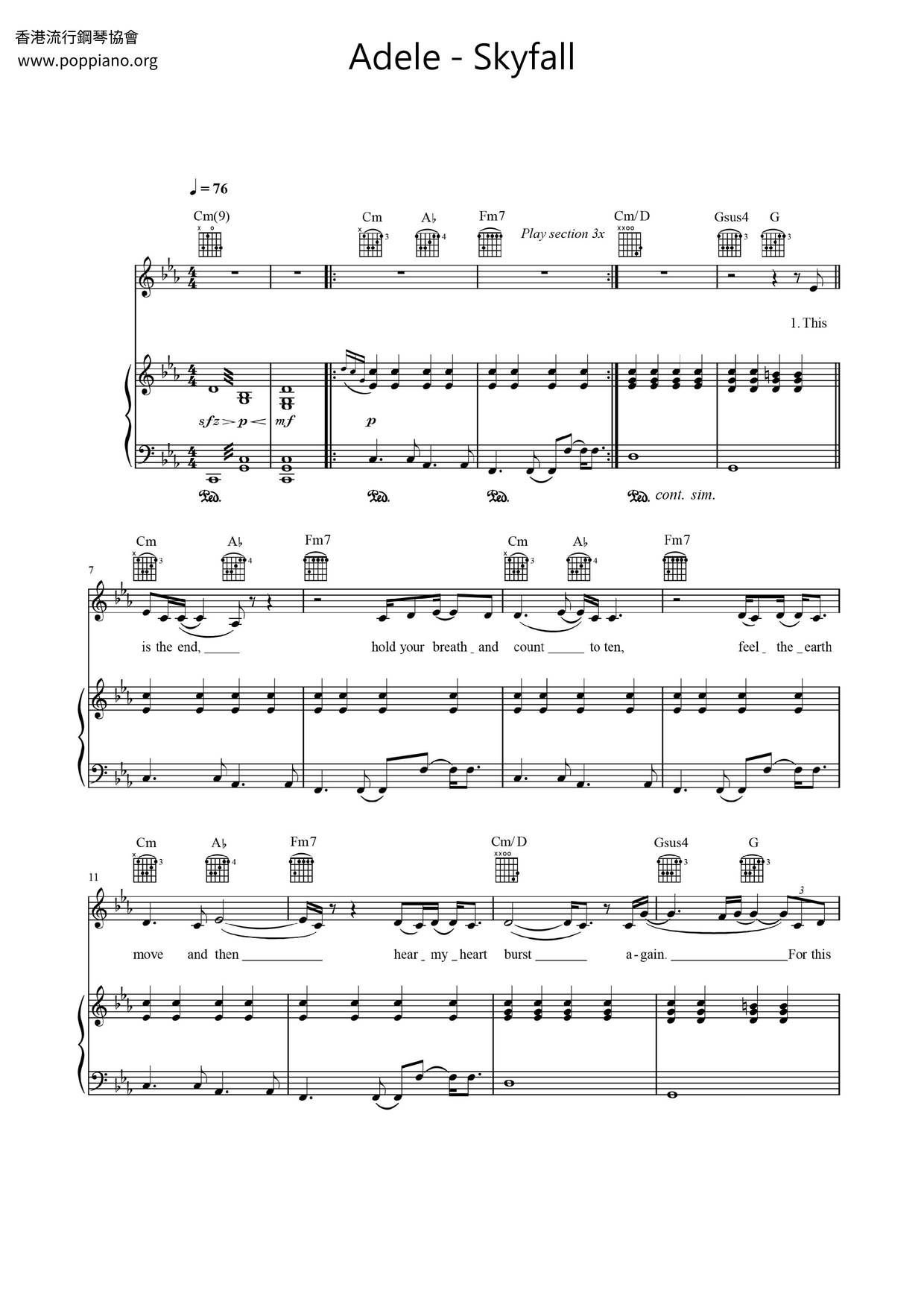 Adele-Skyfall Sheet Music pdf, - Free Score Download ★