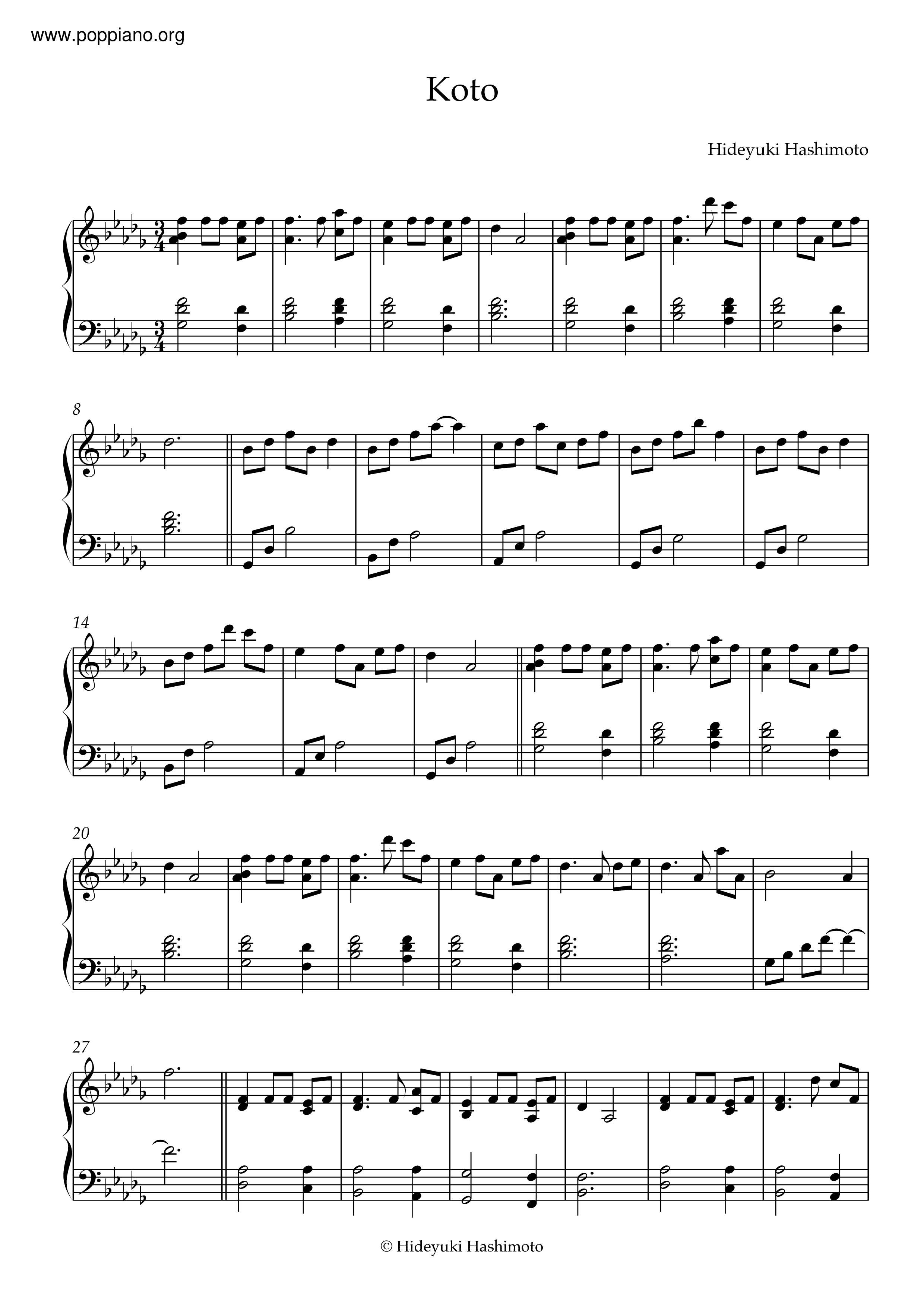 Hideyuki Hashimoto-Koto Sheet Music pdf, - Free Score Download ★