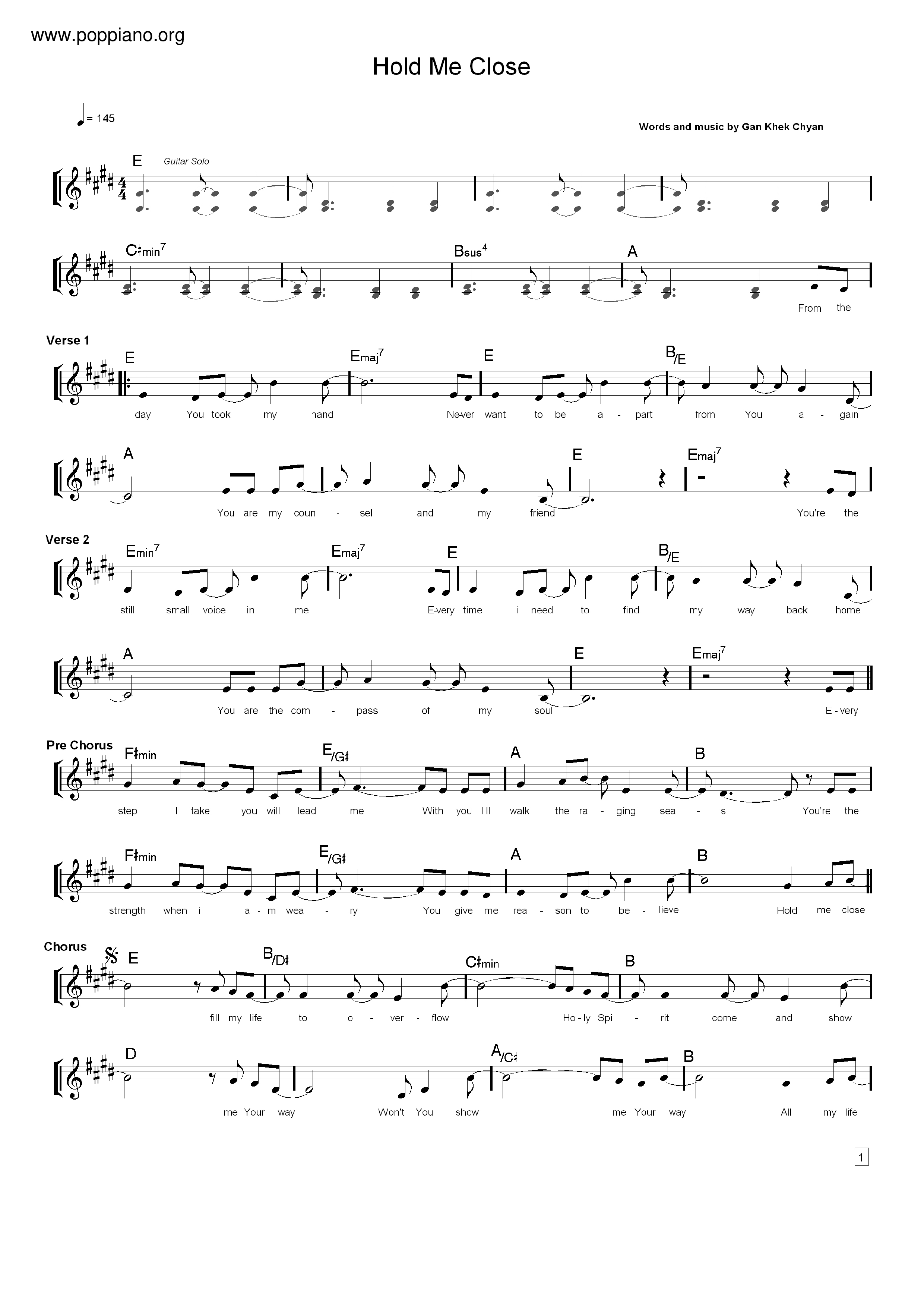 hymn-Hold Me Close Sheet Music pdf, - Free Score Download ★